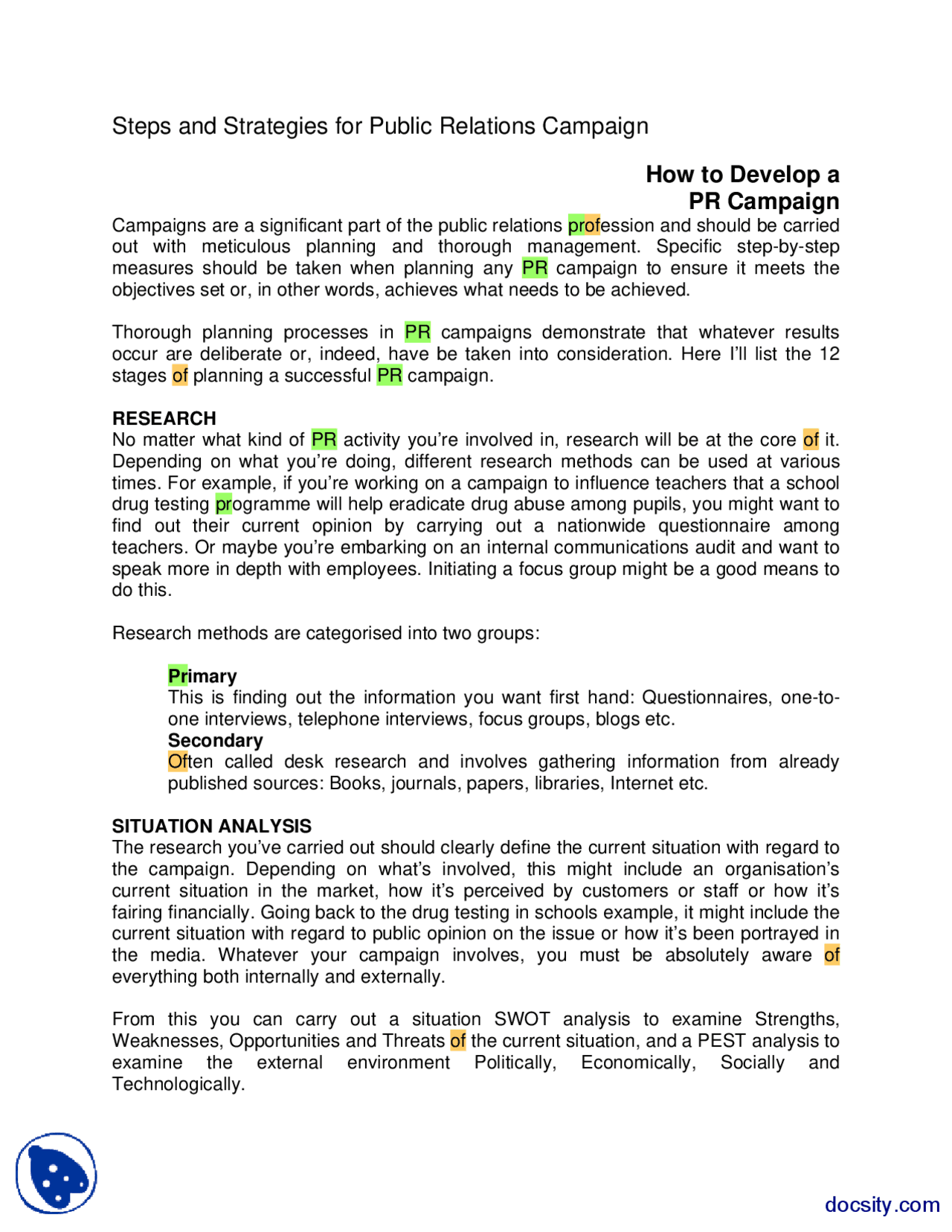 Steps and Strategies for Public Relations Campaign-Media and Mass ...