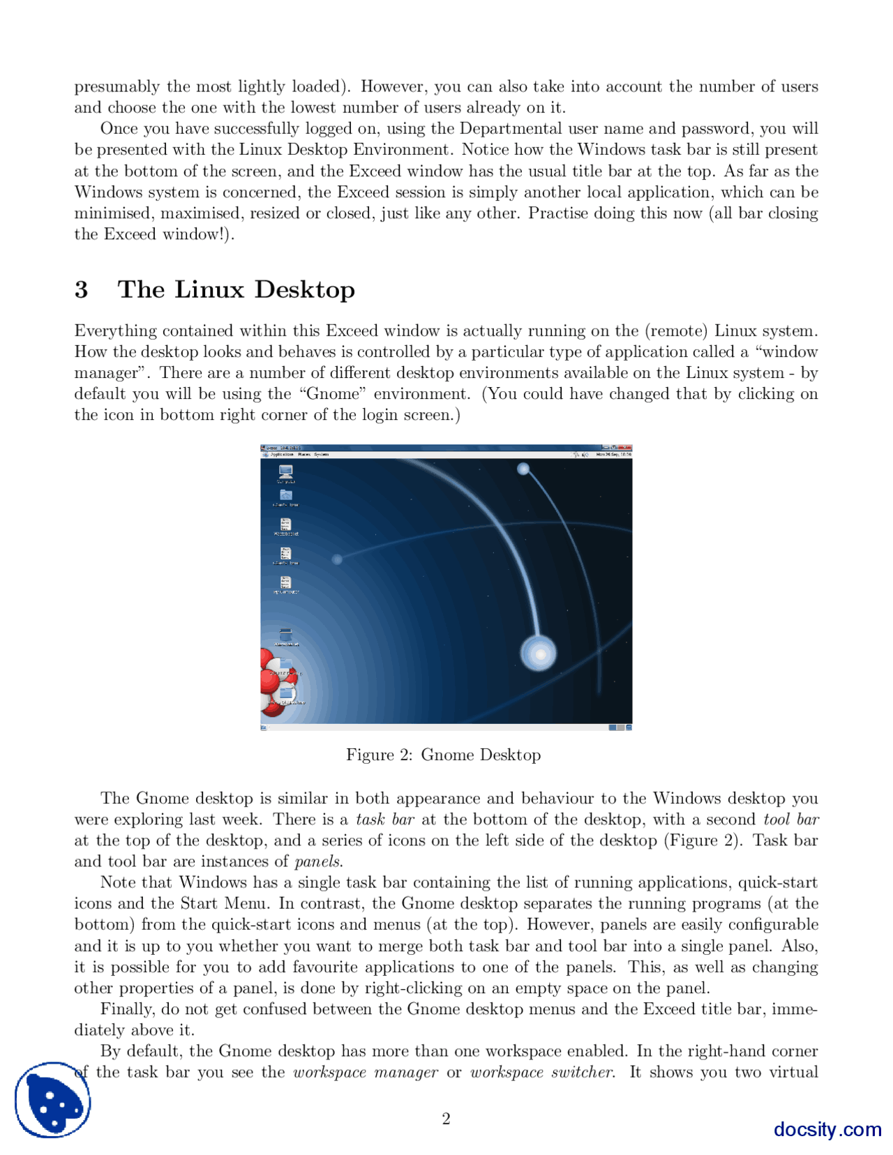 Gnome Desktop & Multitasking: Accessing Linux with Exceed | Exercises ...