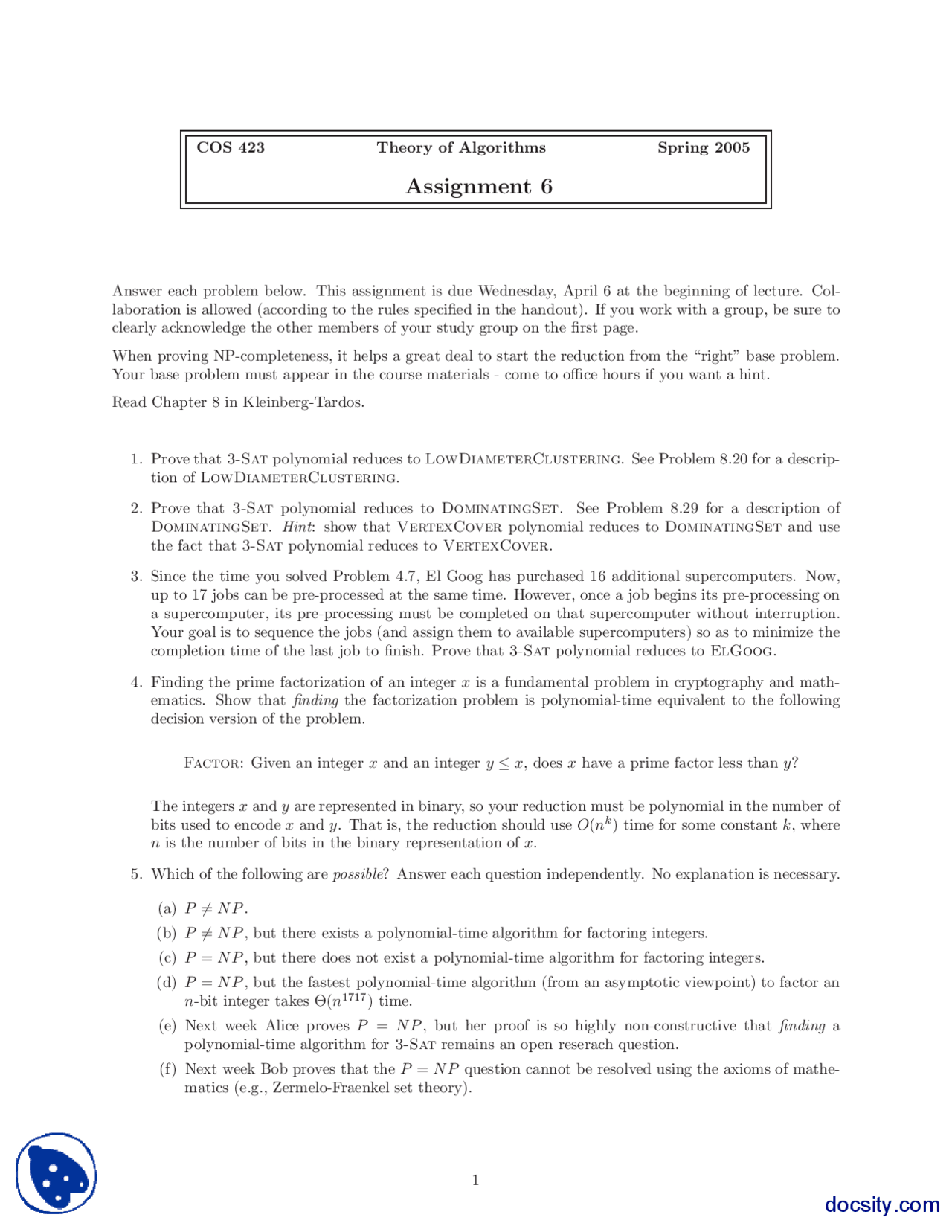 Low Diameter Clustring-Algorithms-Assignment - Docsity