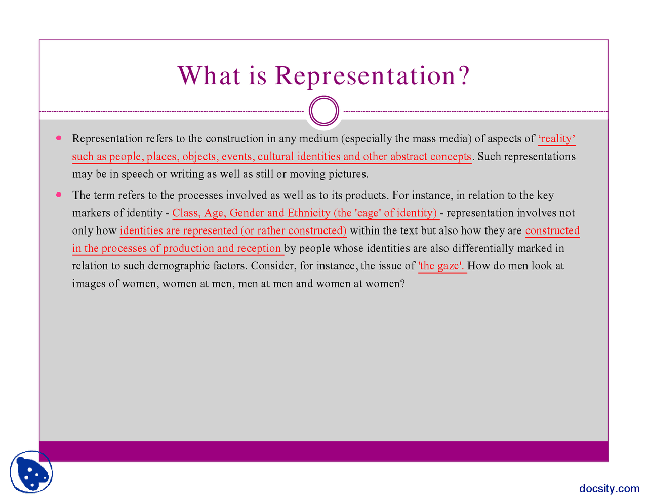 Representation in the Media-Mass Media And Communication-Lecture Slides ...