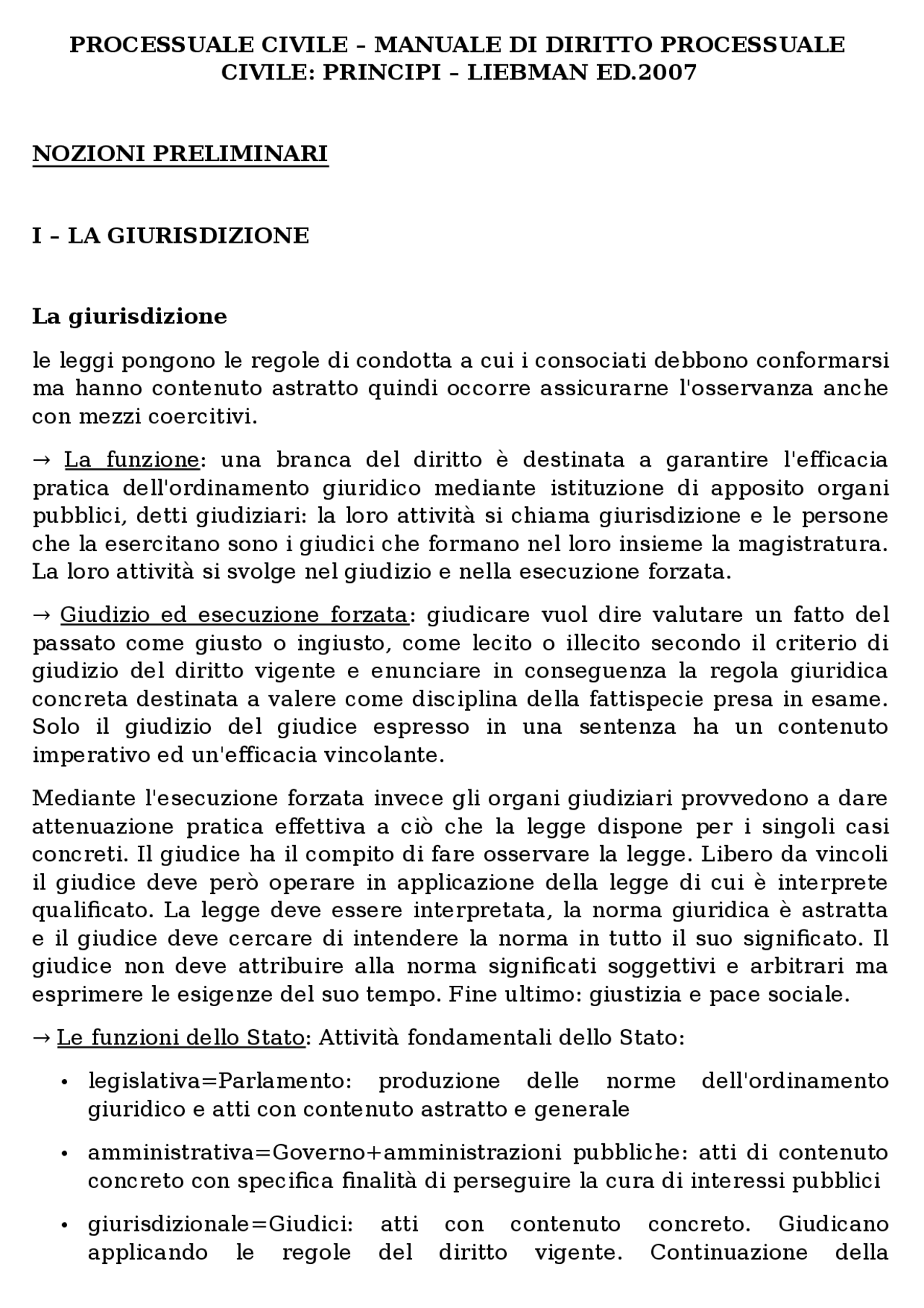 Diritto Processuale Civile Liebmann Riassunti Del Manuale Docsity
