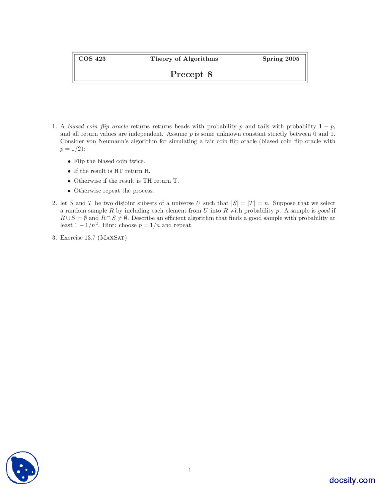 Probabilaty Problems Part 3-Writing Algorithms-Assignment - Docsity