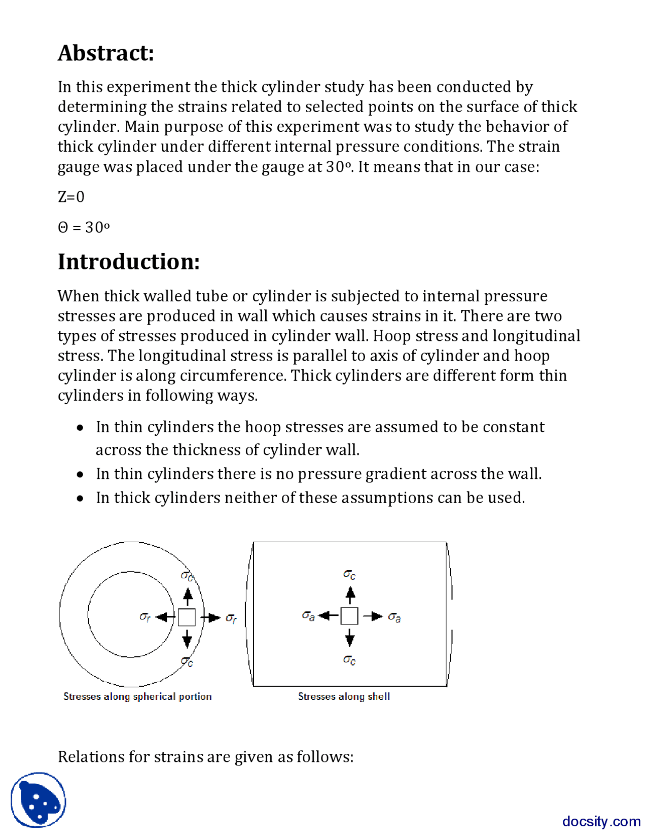 Thick Cylinder Study 2-Stress and Strain in Mechanical Engineering-Lab ...