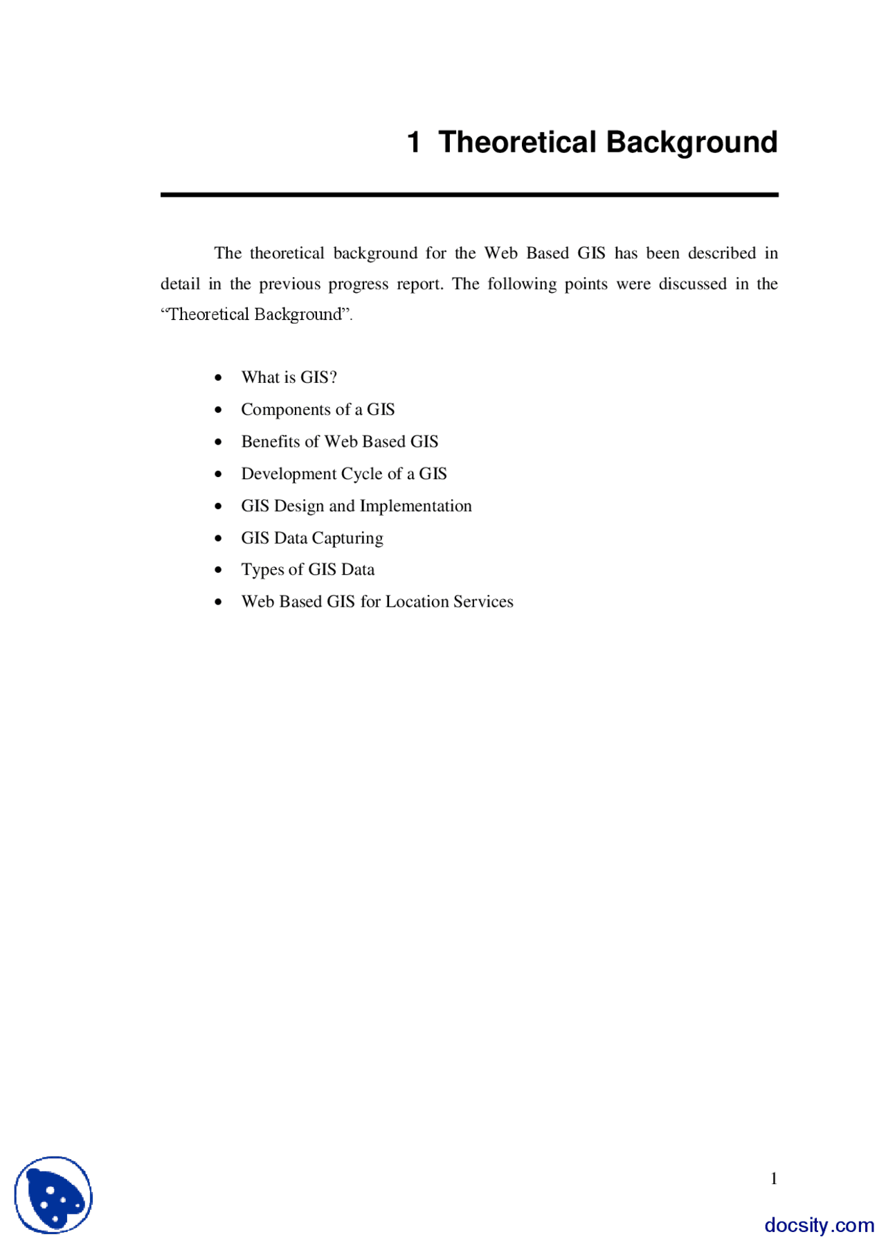 Web Based Gis Progress Report 2 Computer Sciences Project Report Docsity