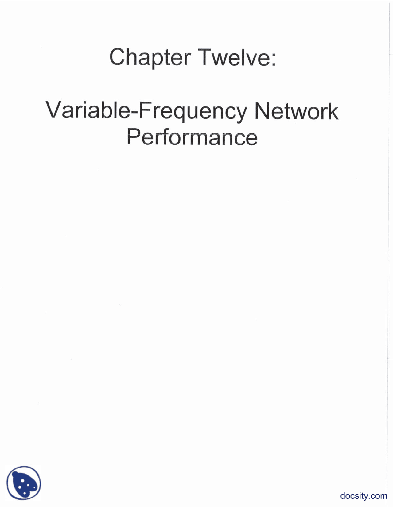 Solved Problems On The Variable Frequency Network Performance Docsity