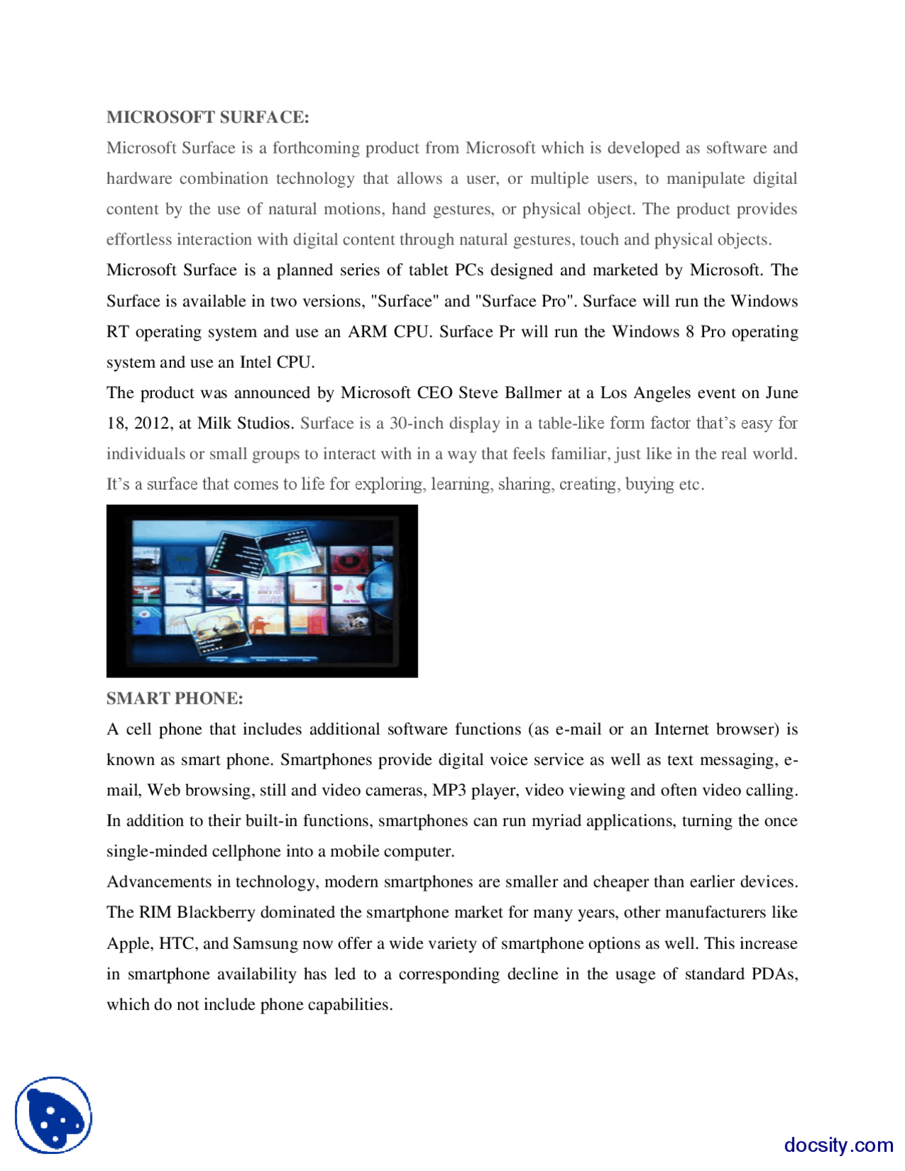 Microsoft Surface II-Technical Writing-Assignment Solution - Docsity
