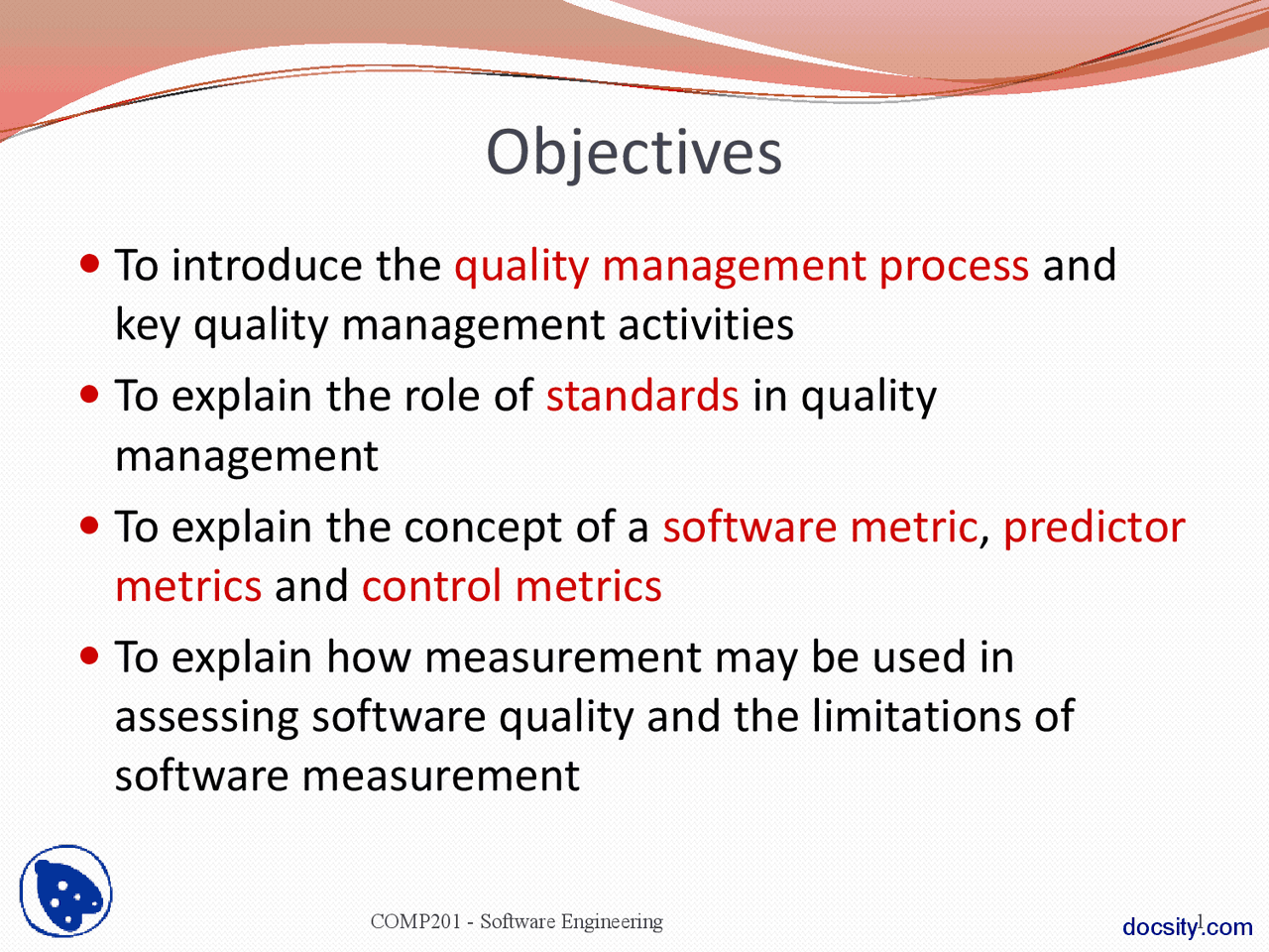 Software Quality Management-Basics of Software Engineering-Lecture Slides - Docsity