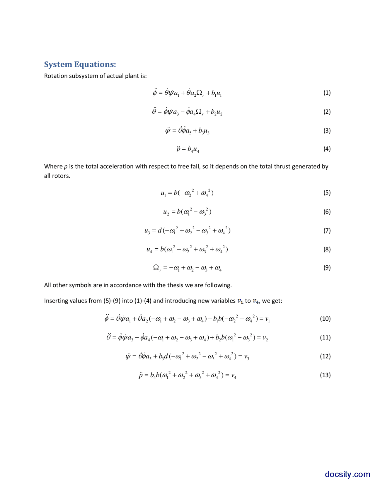 Equations Related To Linearization Feedback Linearization Handout Docsity