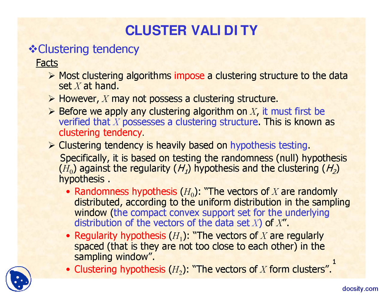 Cluster Validity Recognizing Patterns And Classifying Them Lecture Slides Docsity