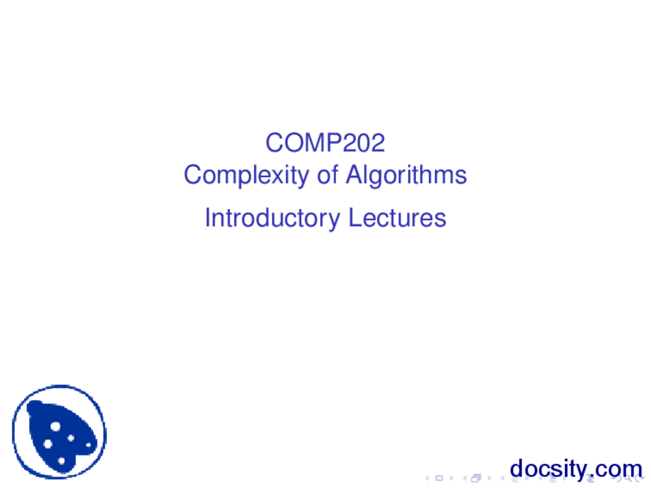 Introduction and Basic Concepts-Complexity of Algorithms-Lecture Slides ...