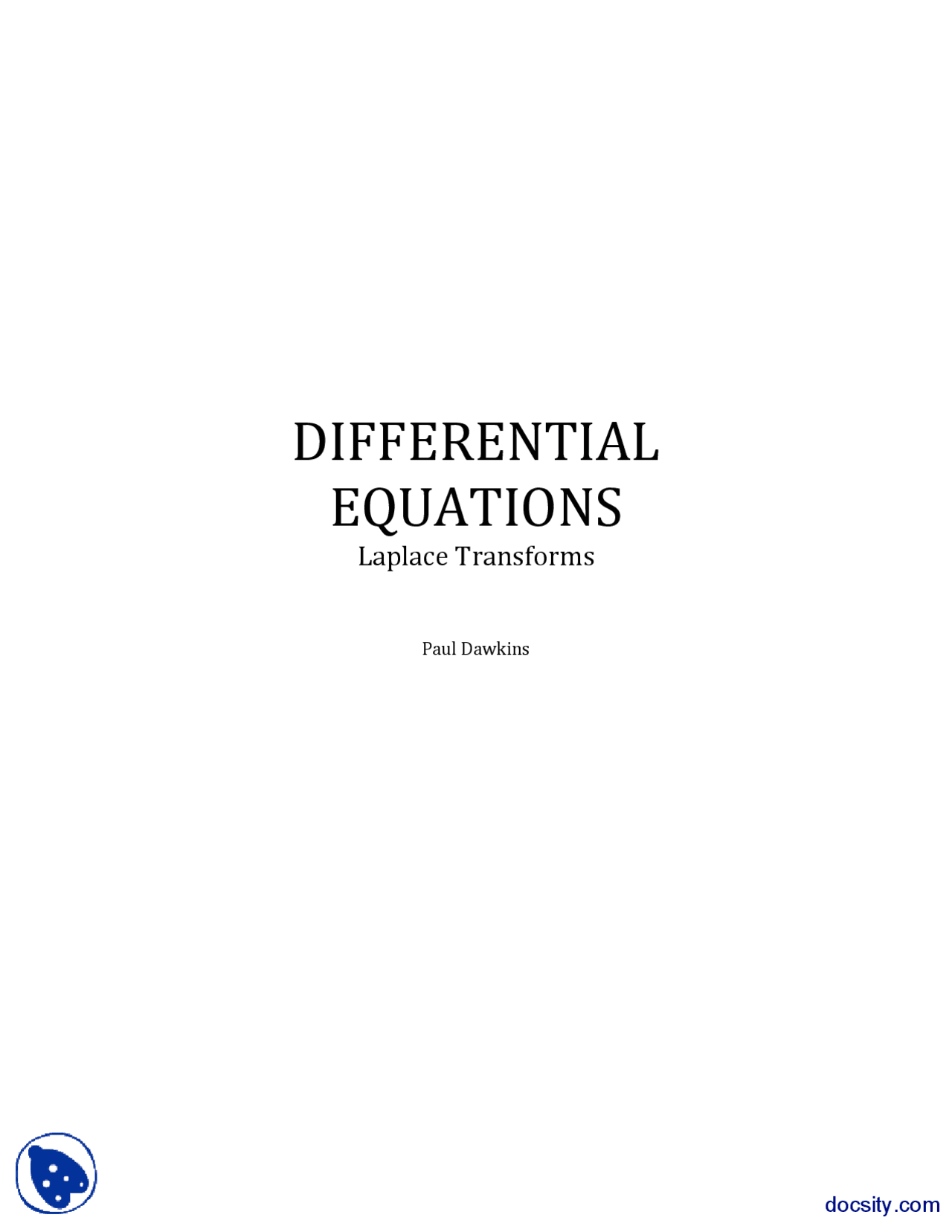 Introduction To Laplace Transforms Differential Equations And
