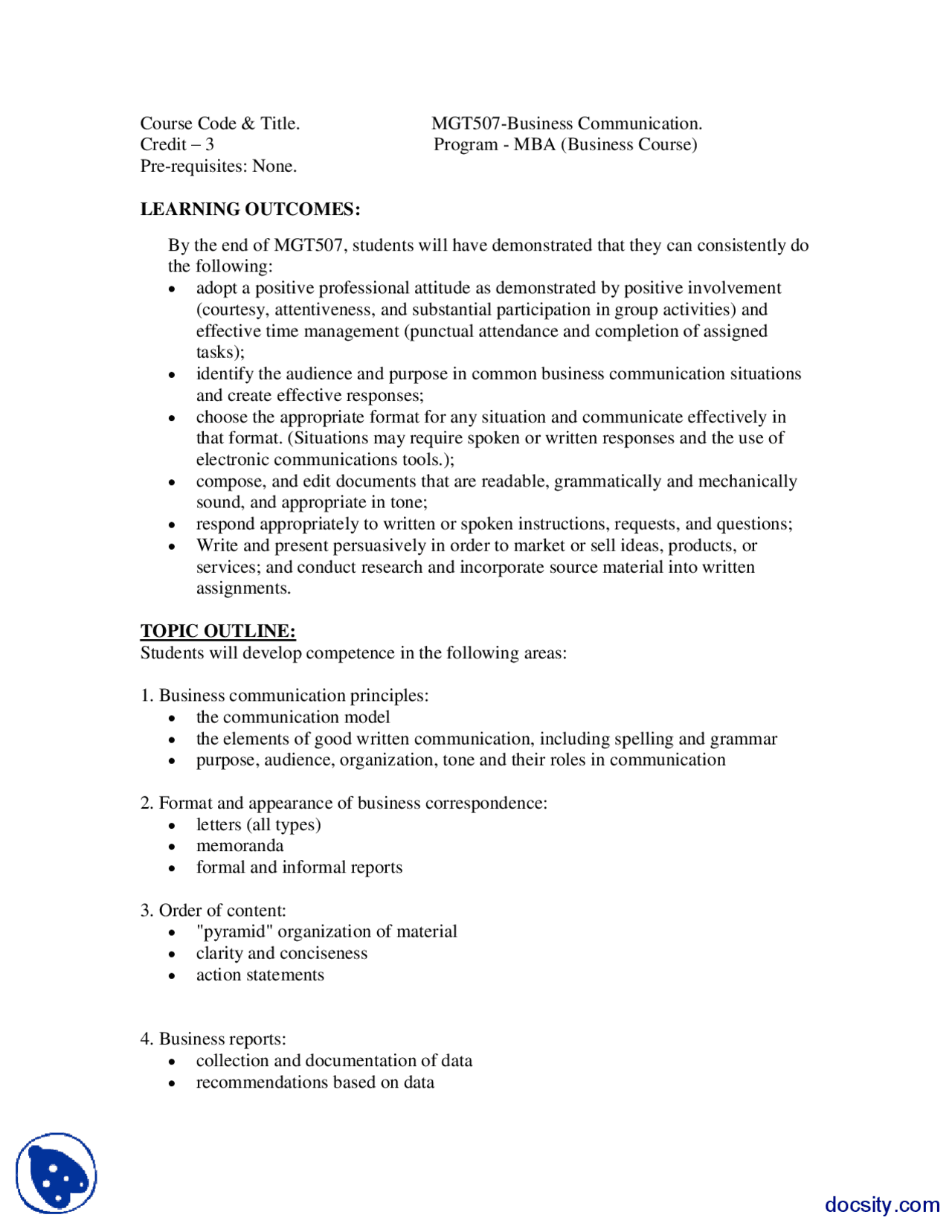 Business Communication-Management And Business Administration-Course ...