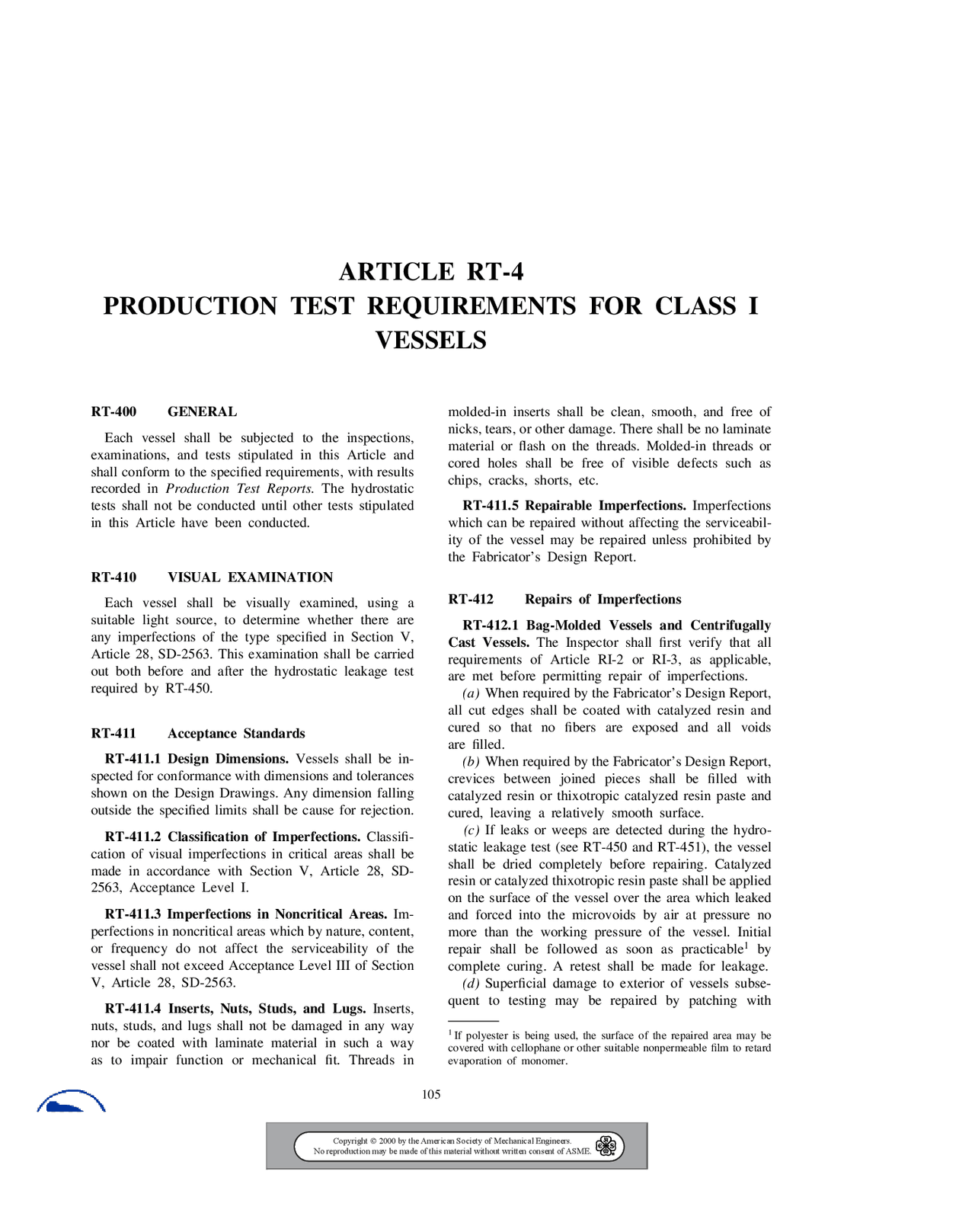 Production Test Requirements for Class I Vessels-Pressure Vessels in ...