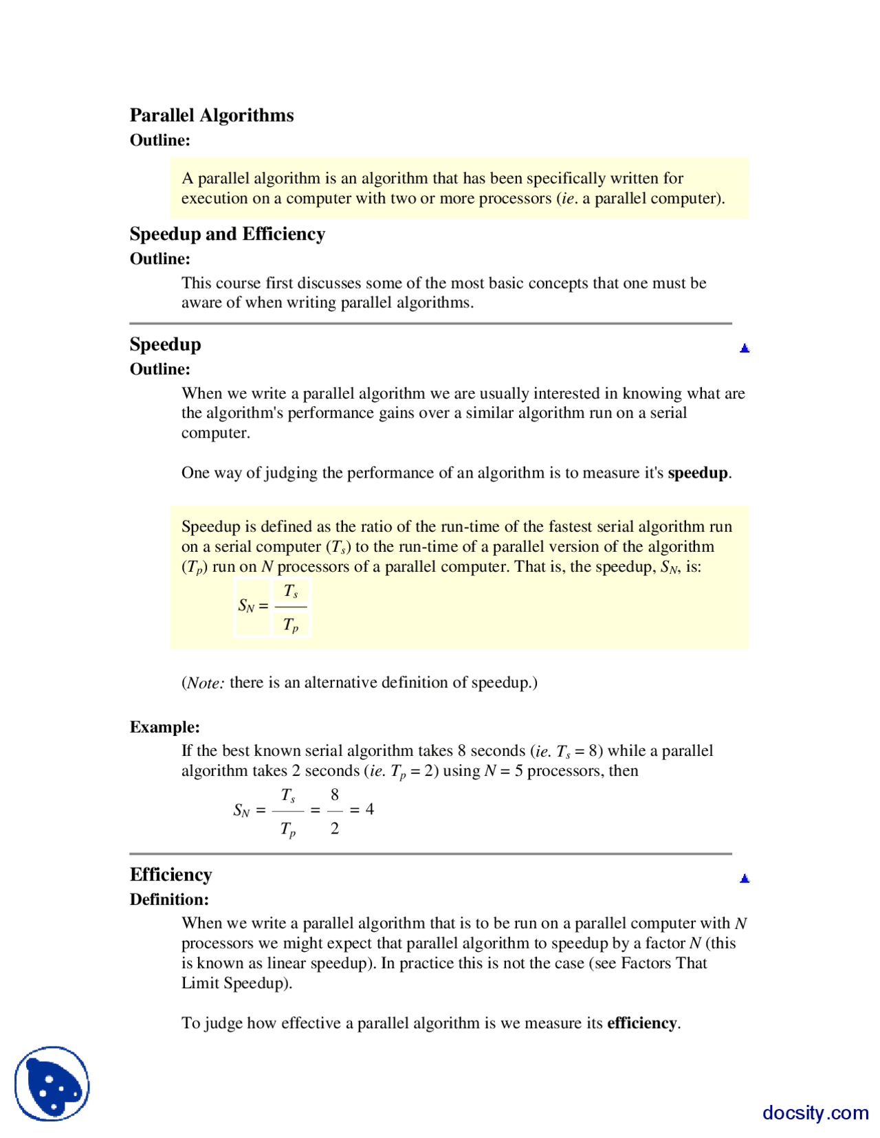 Parallel Algorithms Computing And Programming Handout Docsity 3683