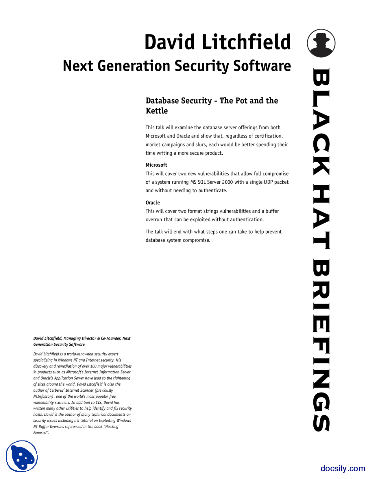 Next Generation Security Software System Security Handout Docsity