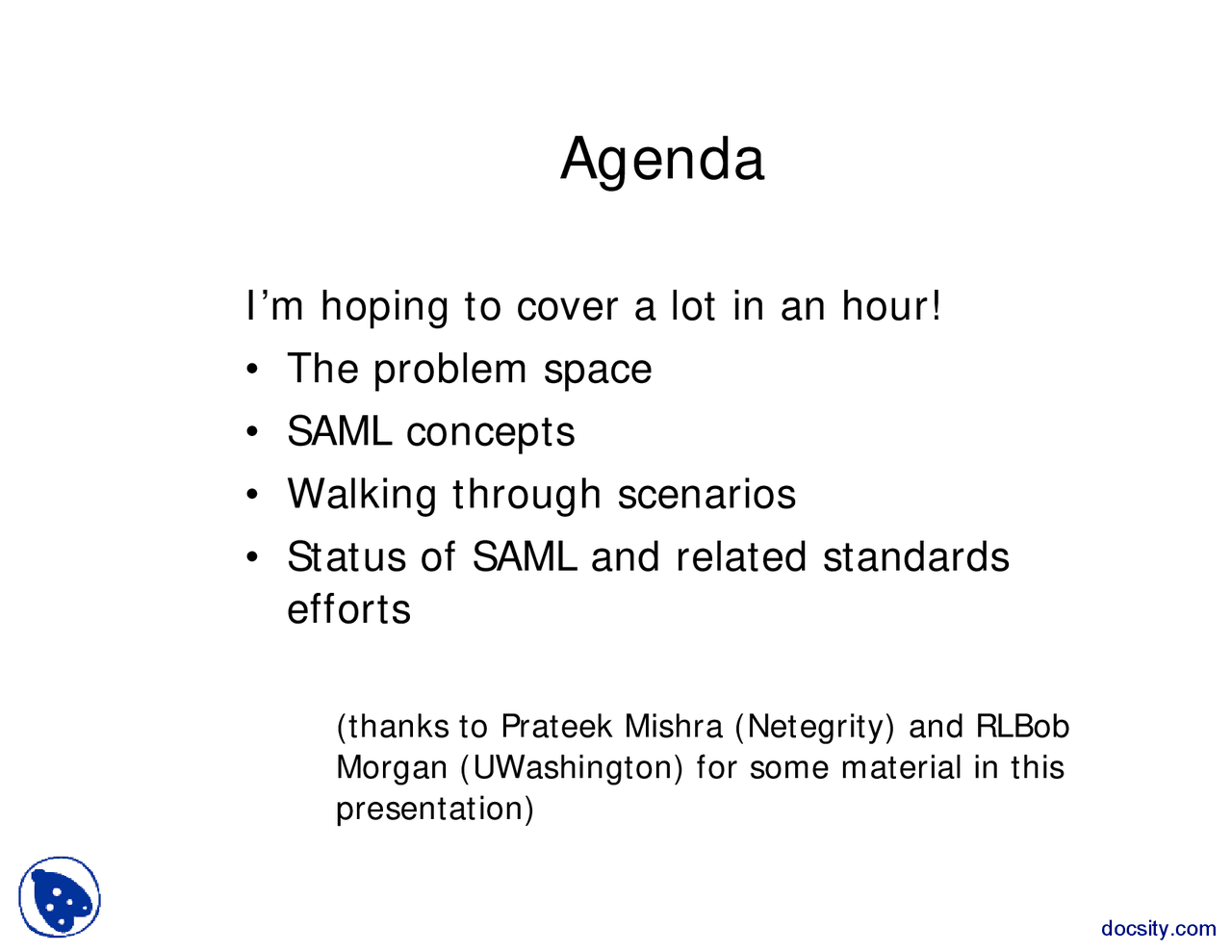 Agenda Information Security And Markup Language Lecture Slides Docsity