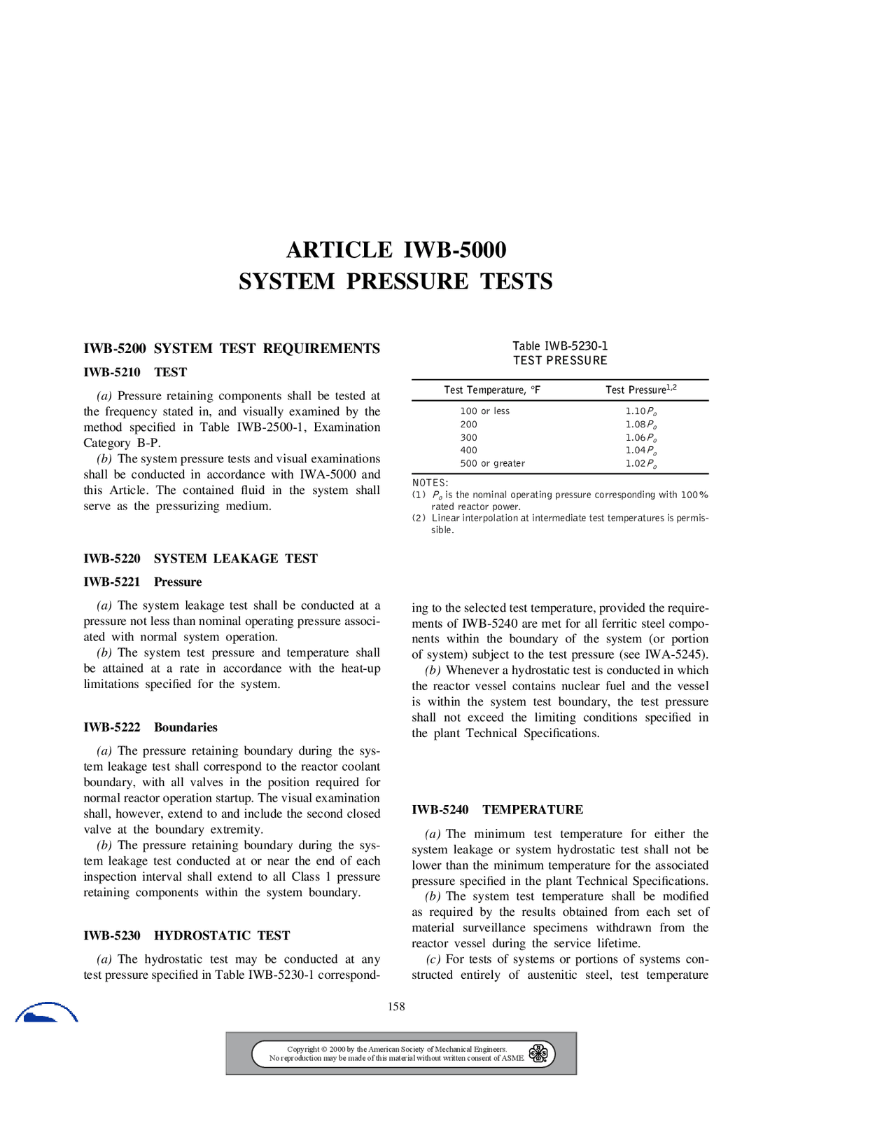 System Test Requirements for Pressure Testing-High Pressure Vessels and ...