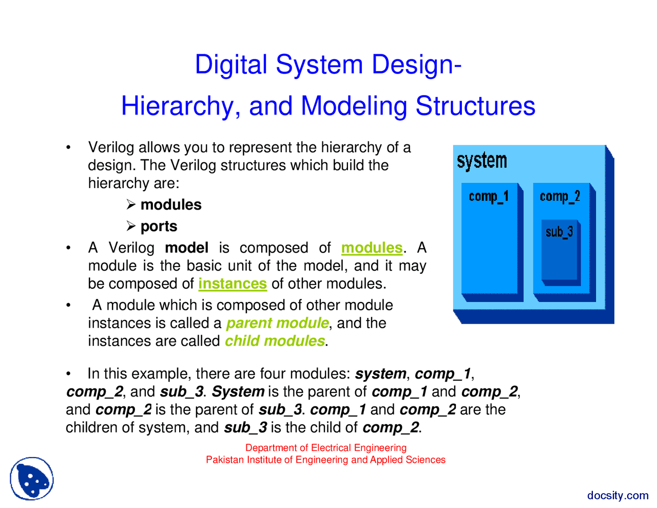 Digital System Design Modeling Structure-Verilog and HDL-Lecture Slides ... Digital System Design Modeling Structure-Verilog and HDL-Lecture Slides ...