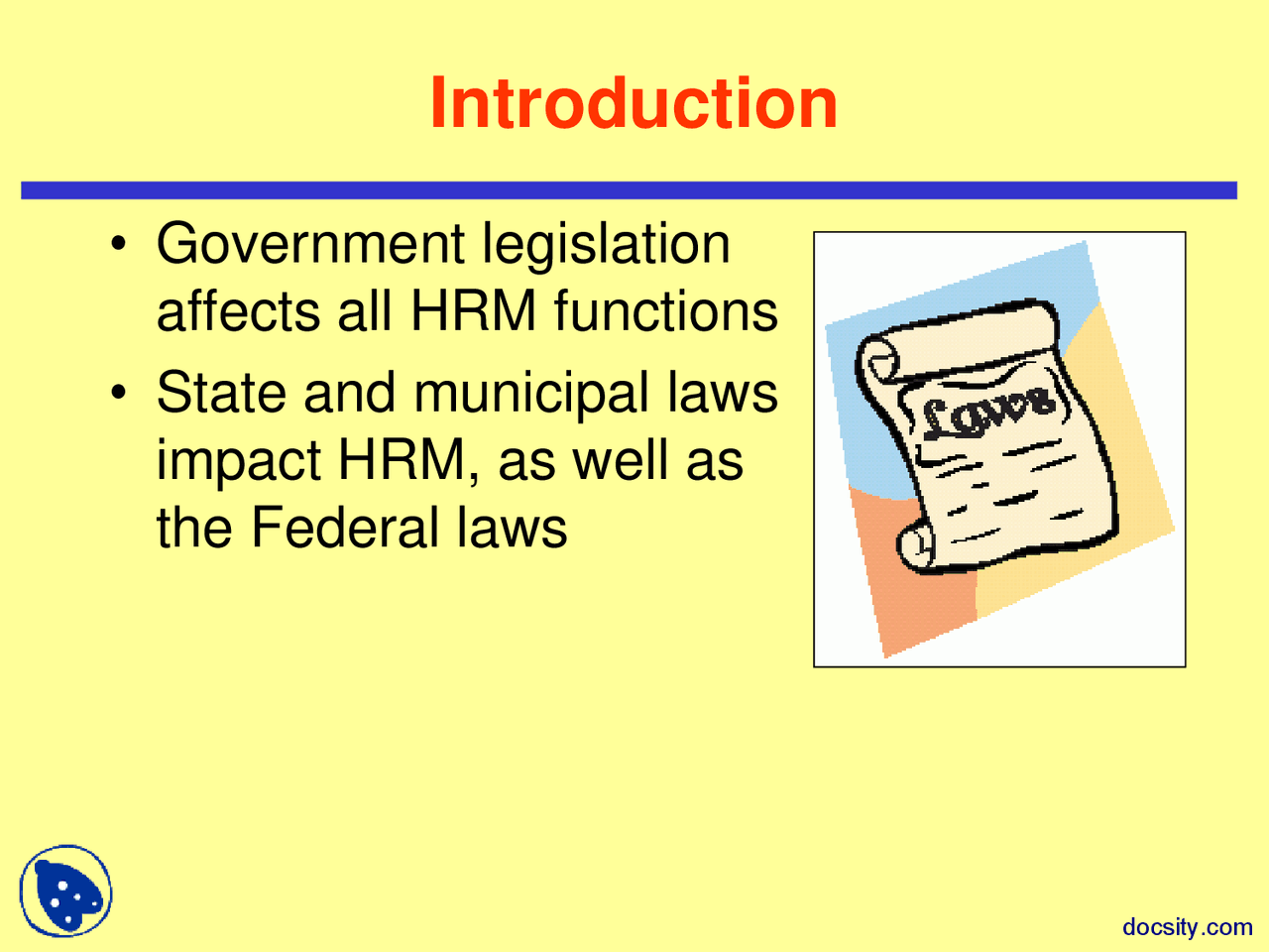Laws And Legislations-Human Resource Management-Lecture Slides - Docsity
