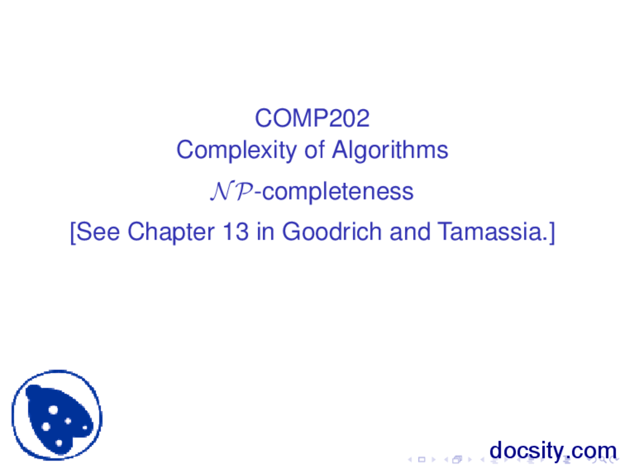 Np Completeness Theory Of Complexity Of Algorithms Lecture Slides Docsity