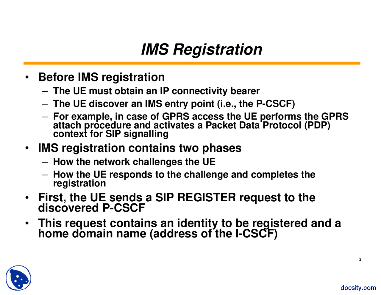 IMS Registration-IP MultiMedia Subsystem-Lecture Slides | Slides IP Multimedia Subsystems | Docsity