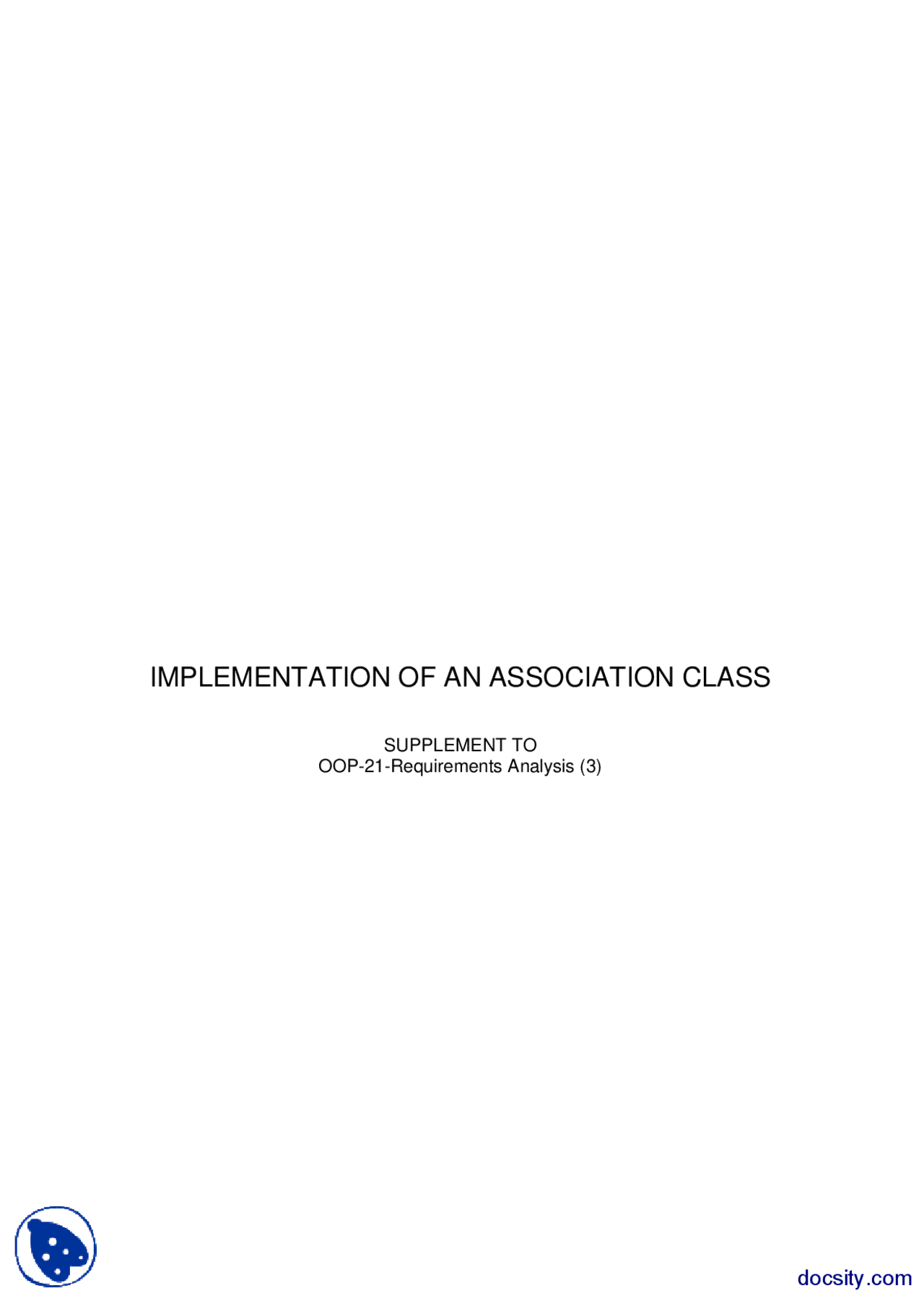 Implementation Of An Association Class Object Oriented Programming Lecture Slides Docsity 7397