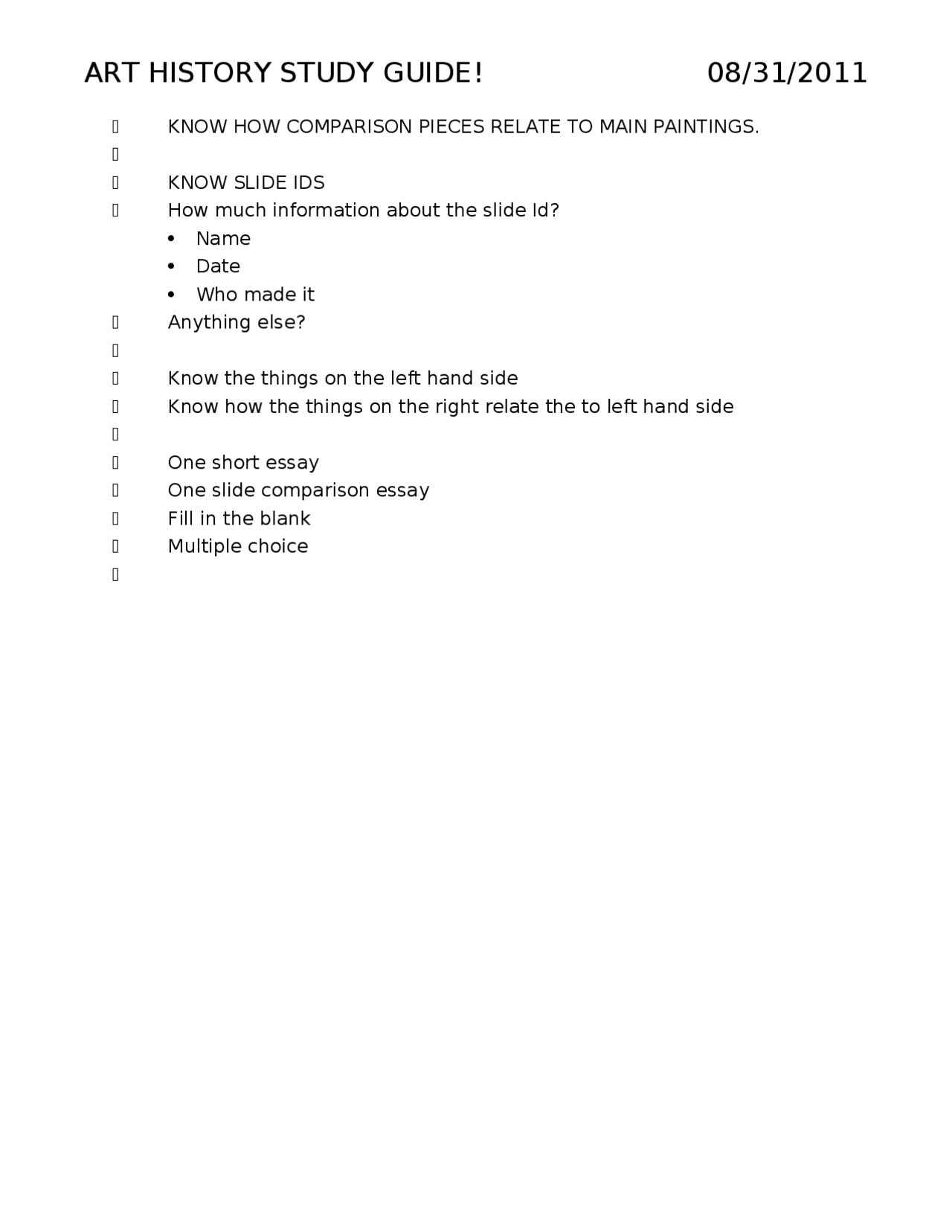 Comparing Medieval and Renaissance Art: Study Guide - Prof. Crain ...