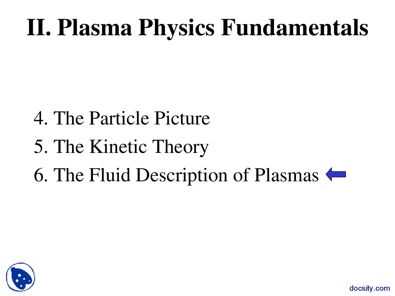 Plasma Physics Fundamentals-Physics-Lecture Slides - Docsity