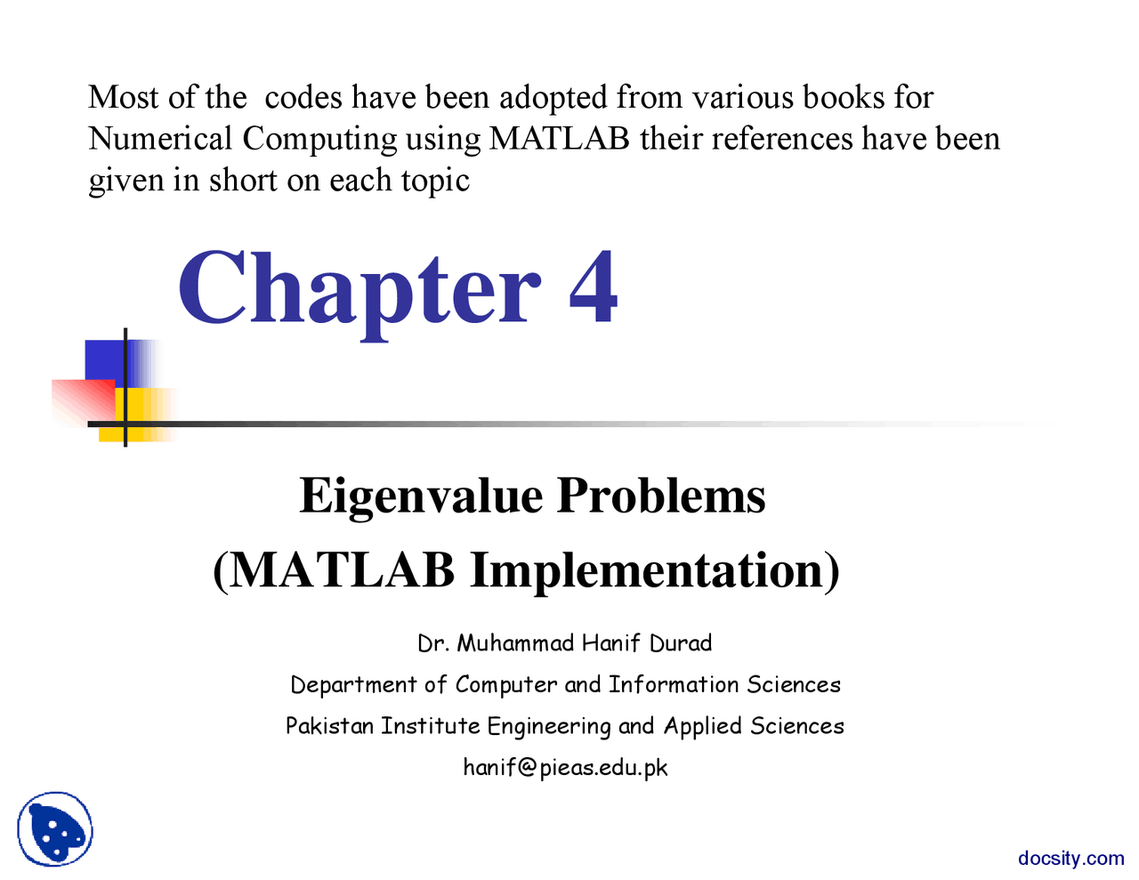 Eigen Value Problems Machine Learning And Matlab Lecture Slides Docsity