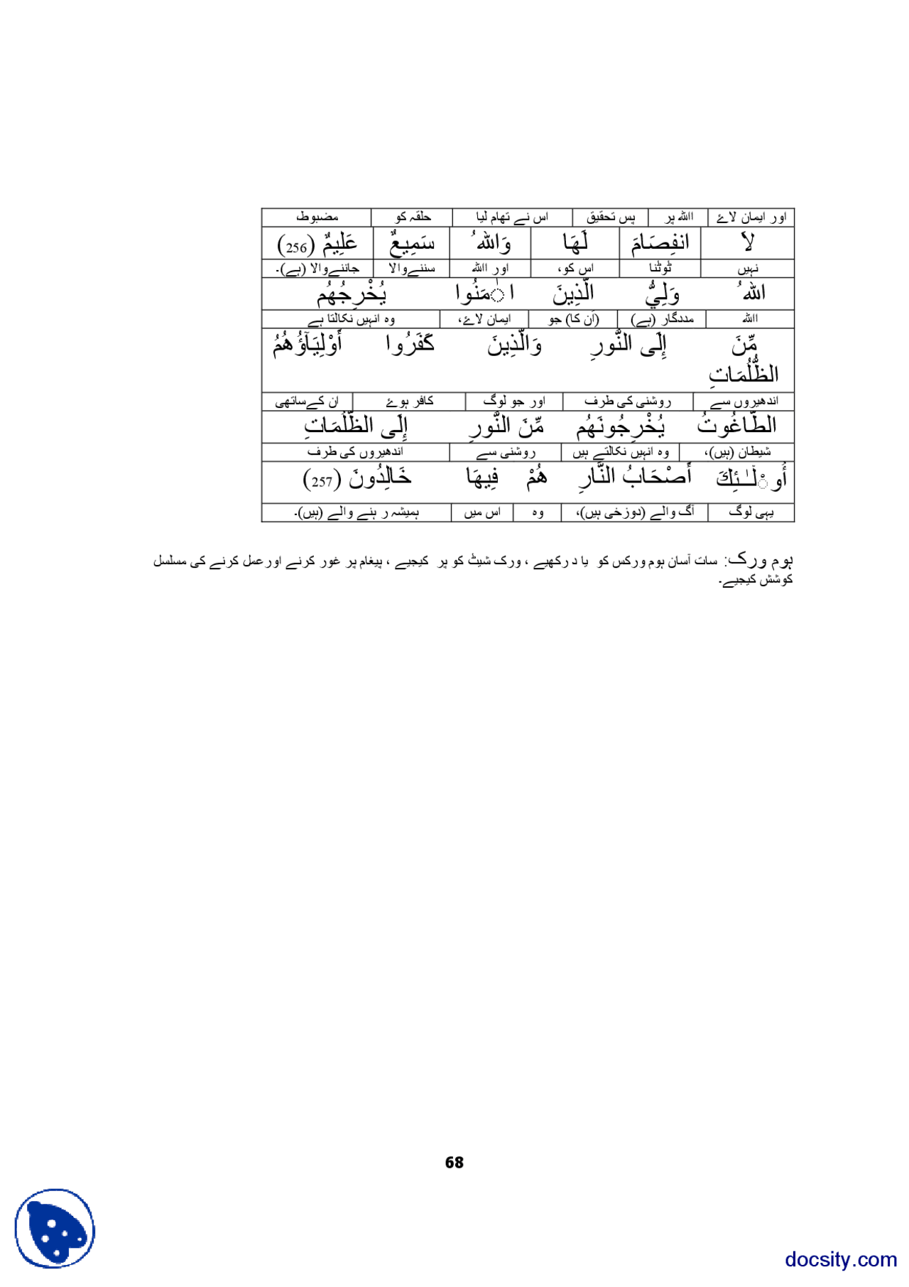 Arabic Words Table 24-Learn Quran And Common Arabic Words-Handout ...
