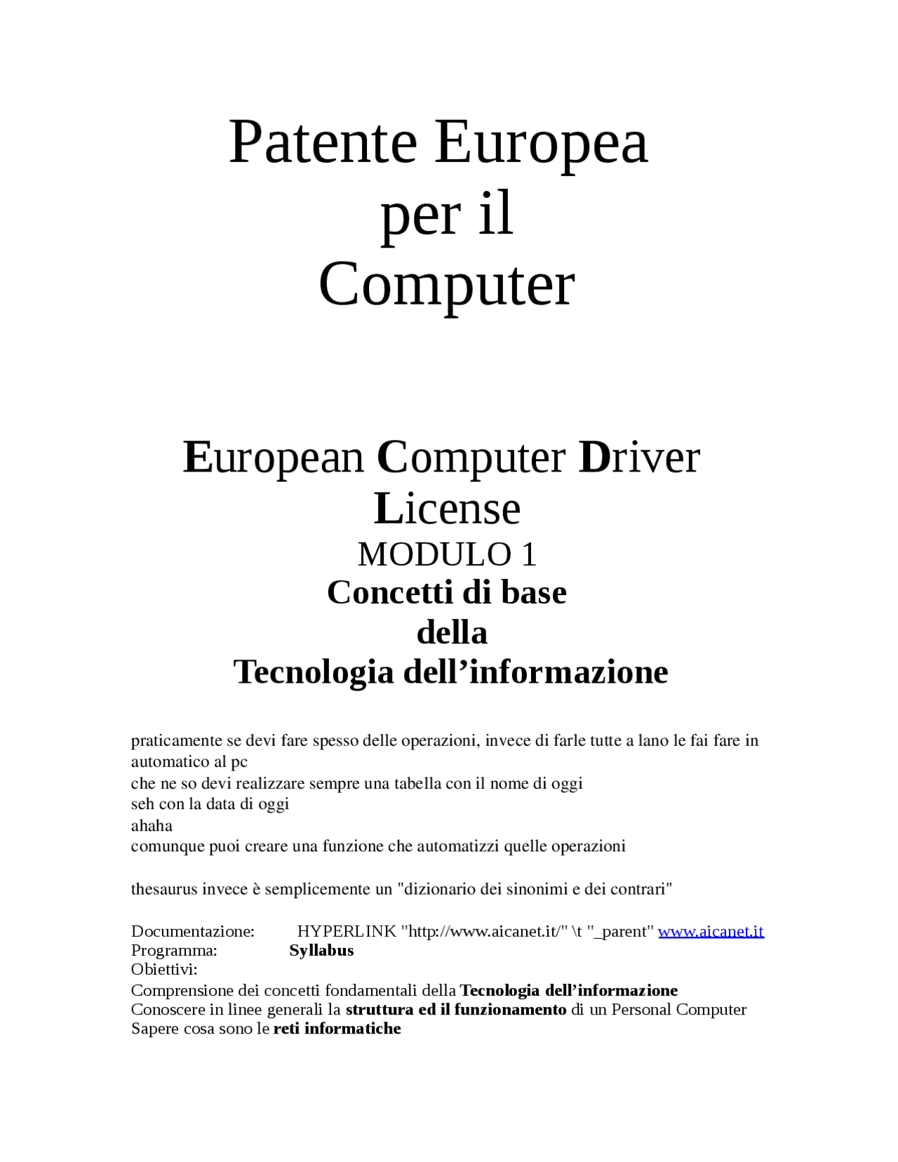 Ecdl 1 Docsity