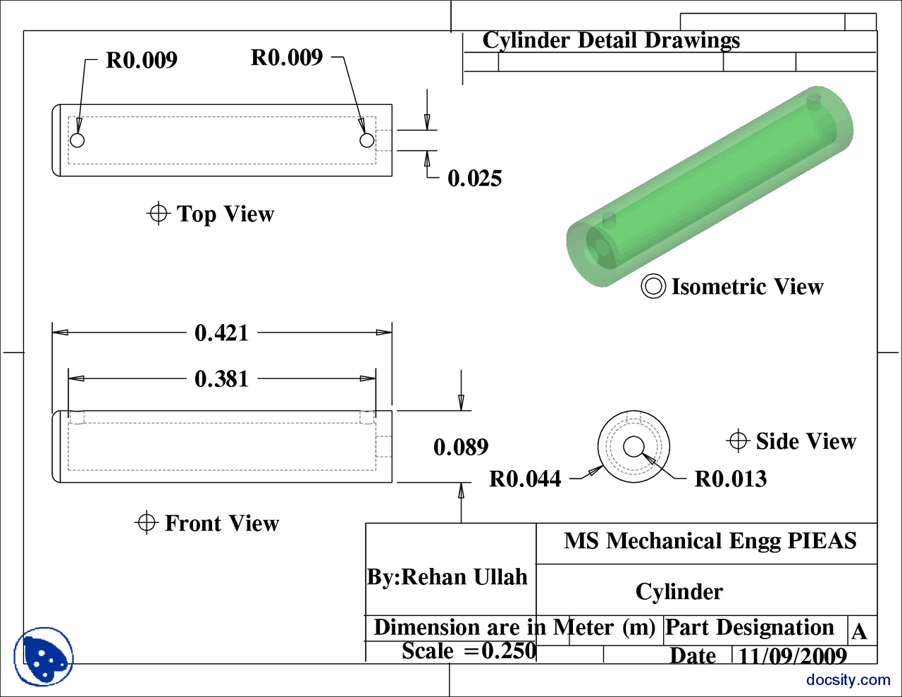 Cylinder Detail Drawings-Modified Drawing-Lecture Handout - Docsity