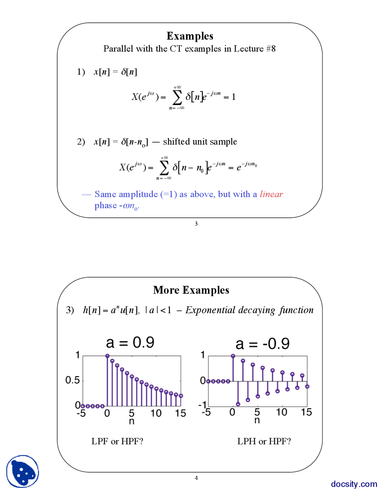 DTFT of Periodic Signals-Signals And Systems-Lecture Slides - Docsity
