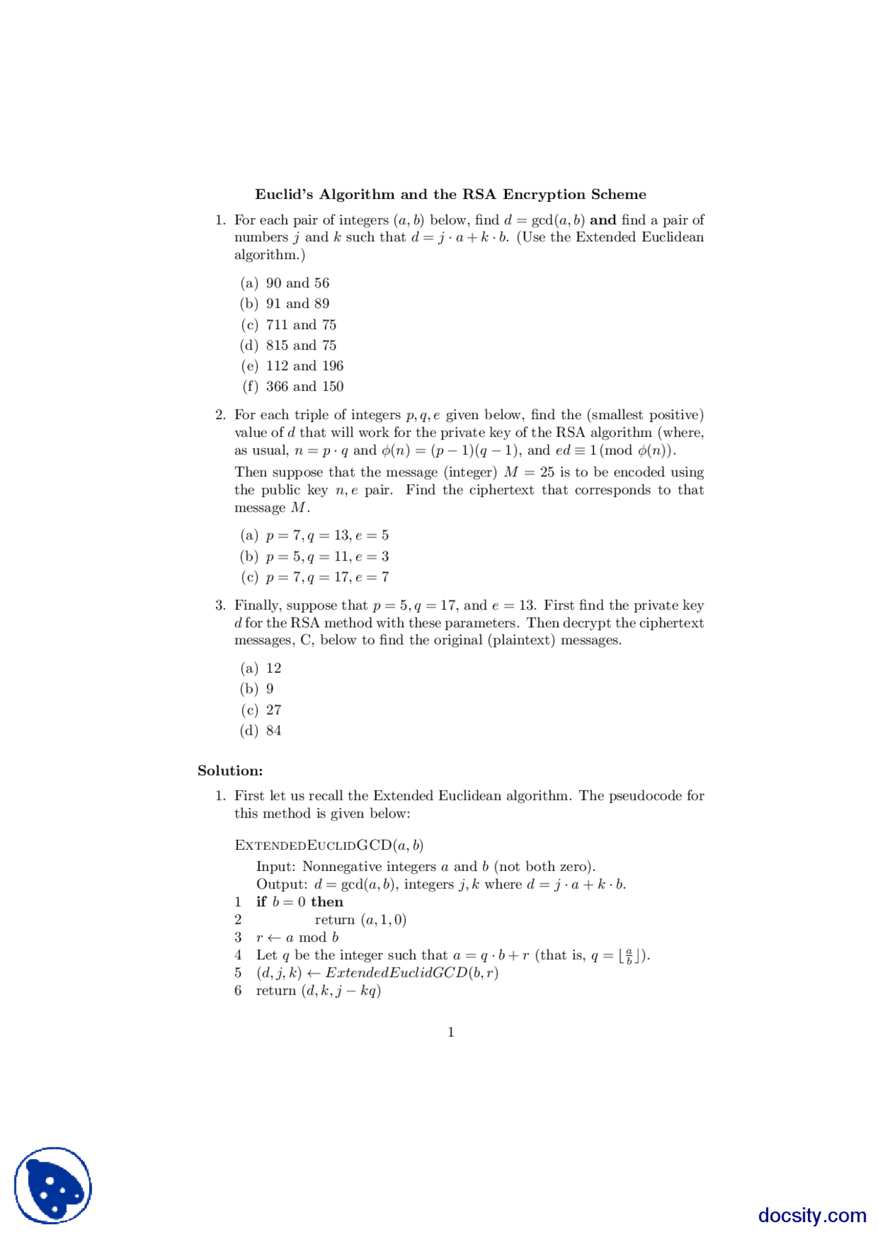 Rsa Complexity Of Algorithms Assignment Solution Exercises Advanced