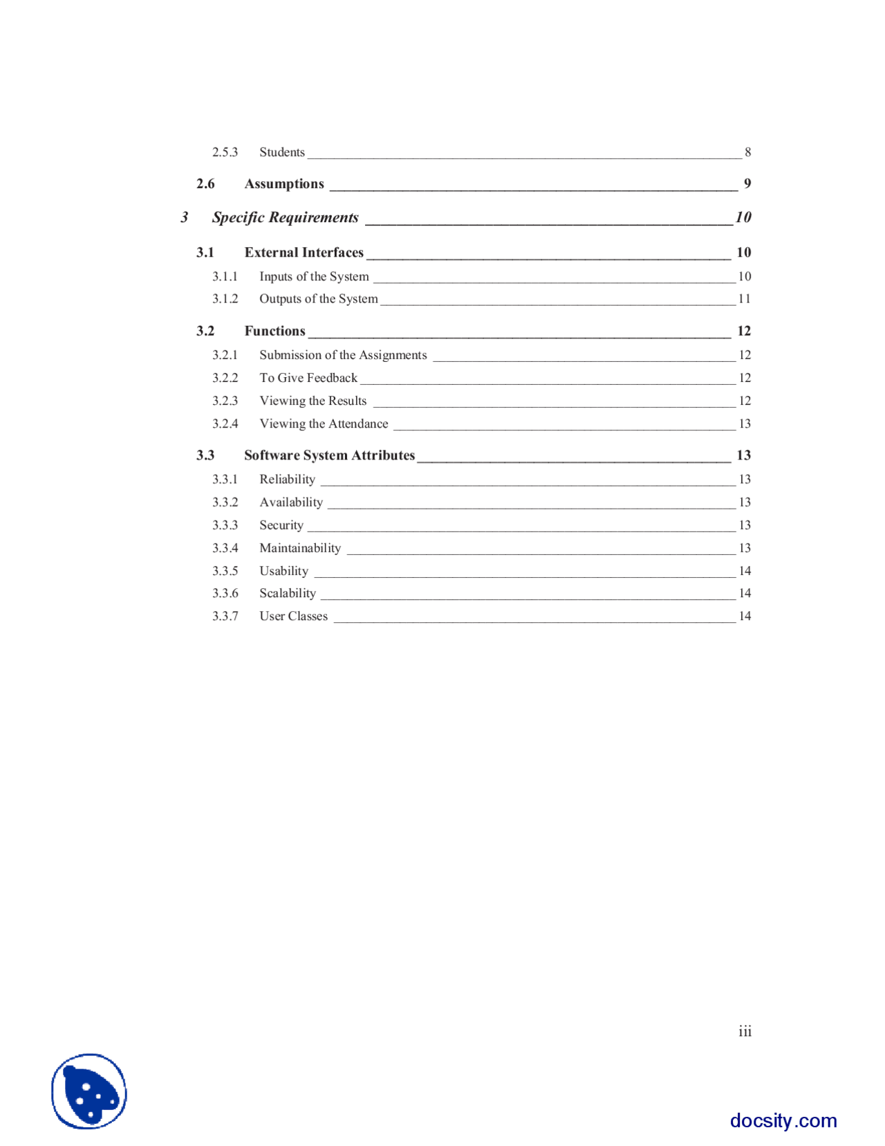 SRS for Course Management System-Applications of Computer Sciences-Project Report | Study Guides ...