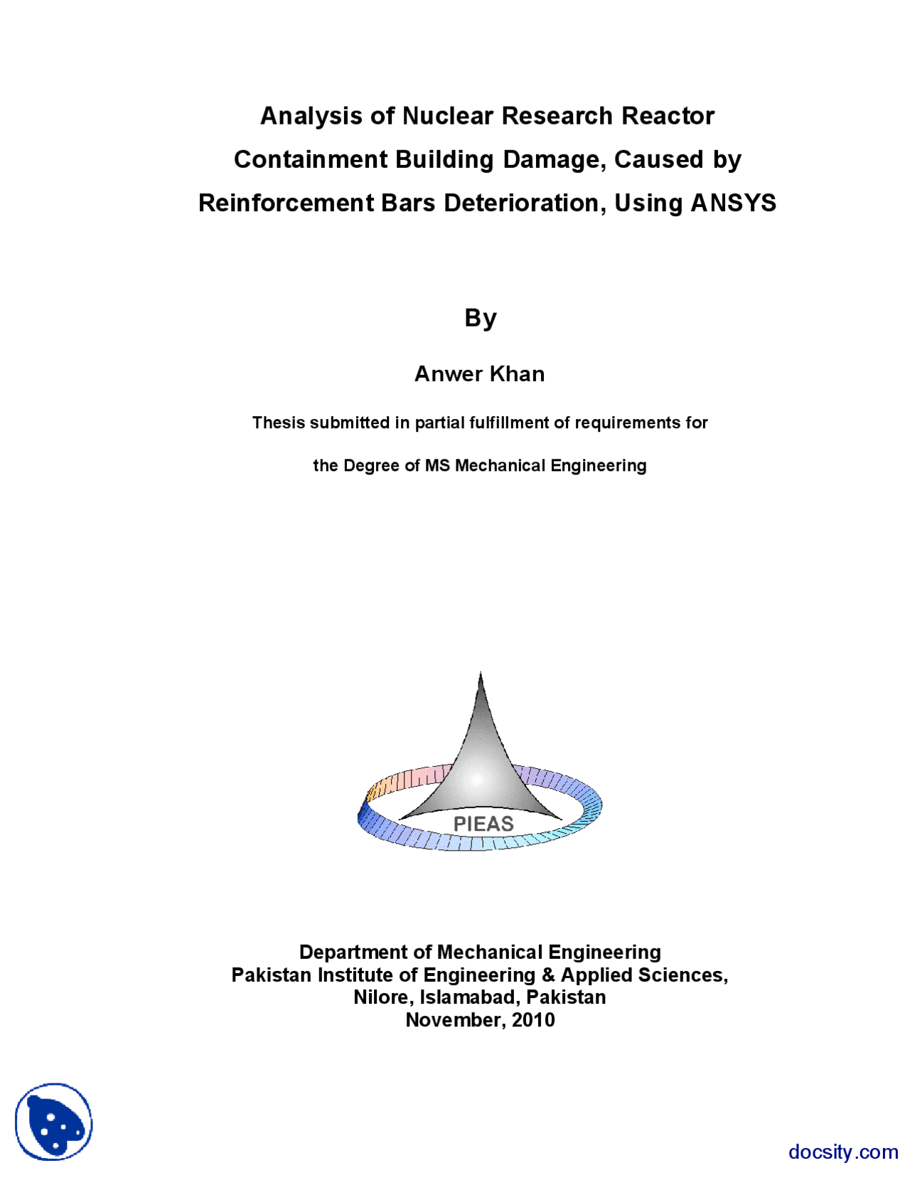 Analysis of Nuclear Research Reactor-Physical Concepts-Project Report ...