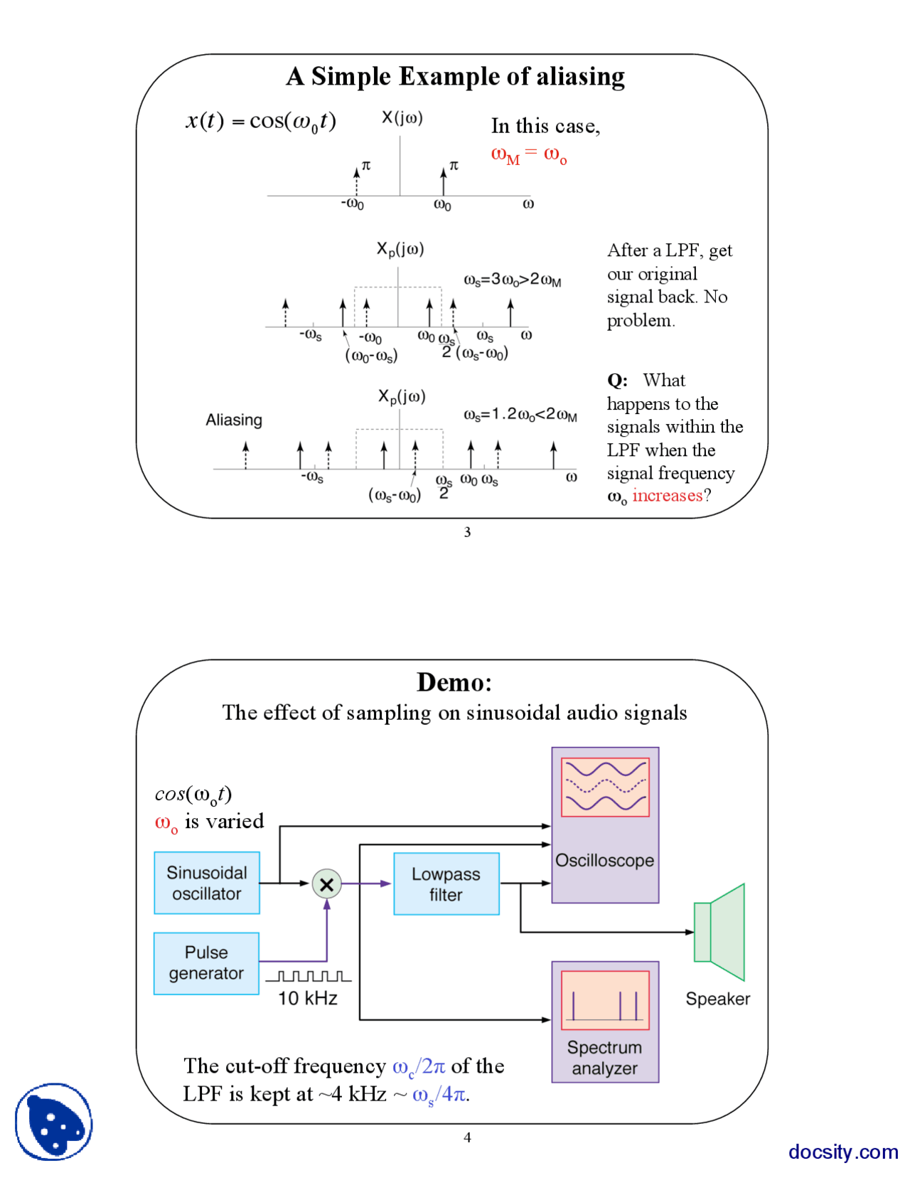 Aliasing Theory Of Signals And Systems Lecture Slides Docsity