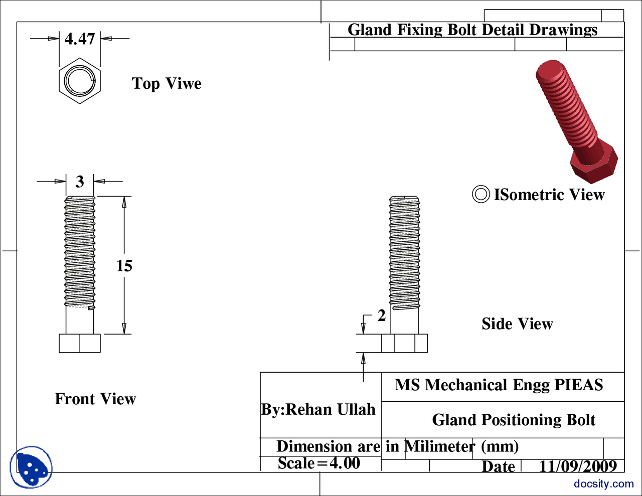 Gland Fixing Bolt Detail Drawings-Modified Drawing-Lecture Handout ...