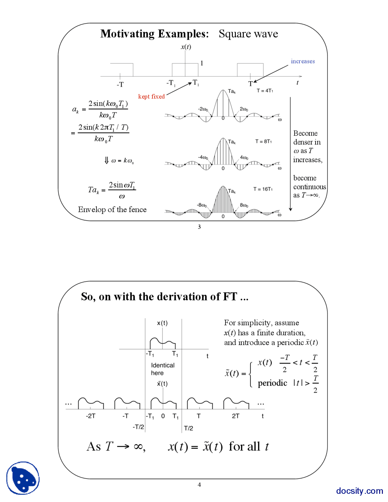 Ct Fourier Transforms Of Periodic Signals Transforms In Signals And Systems Lecture Slides Docsity