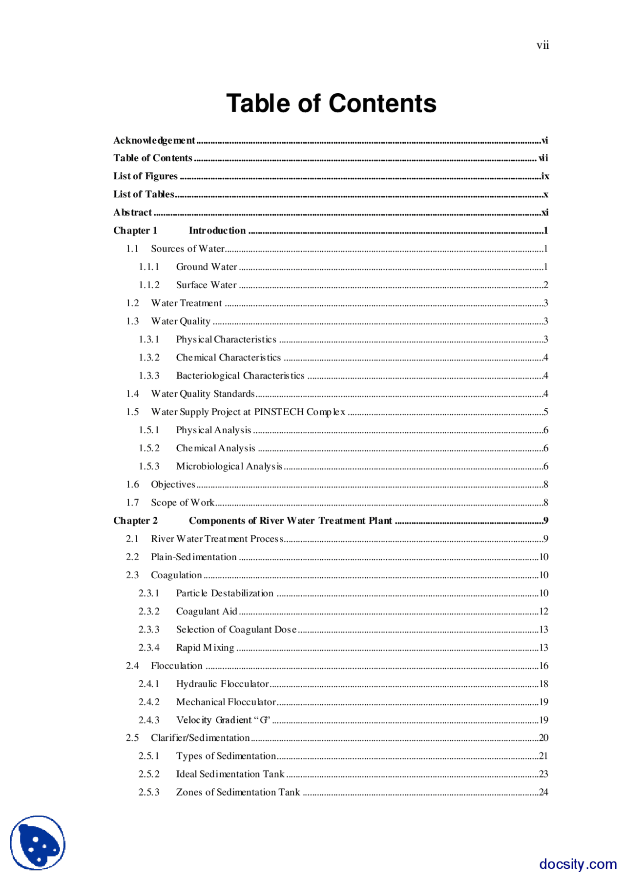 Water Treatment-Applied Physics-Project Report - Docsity