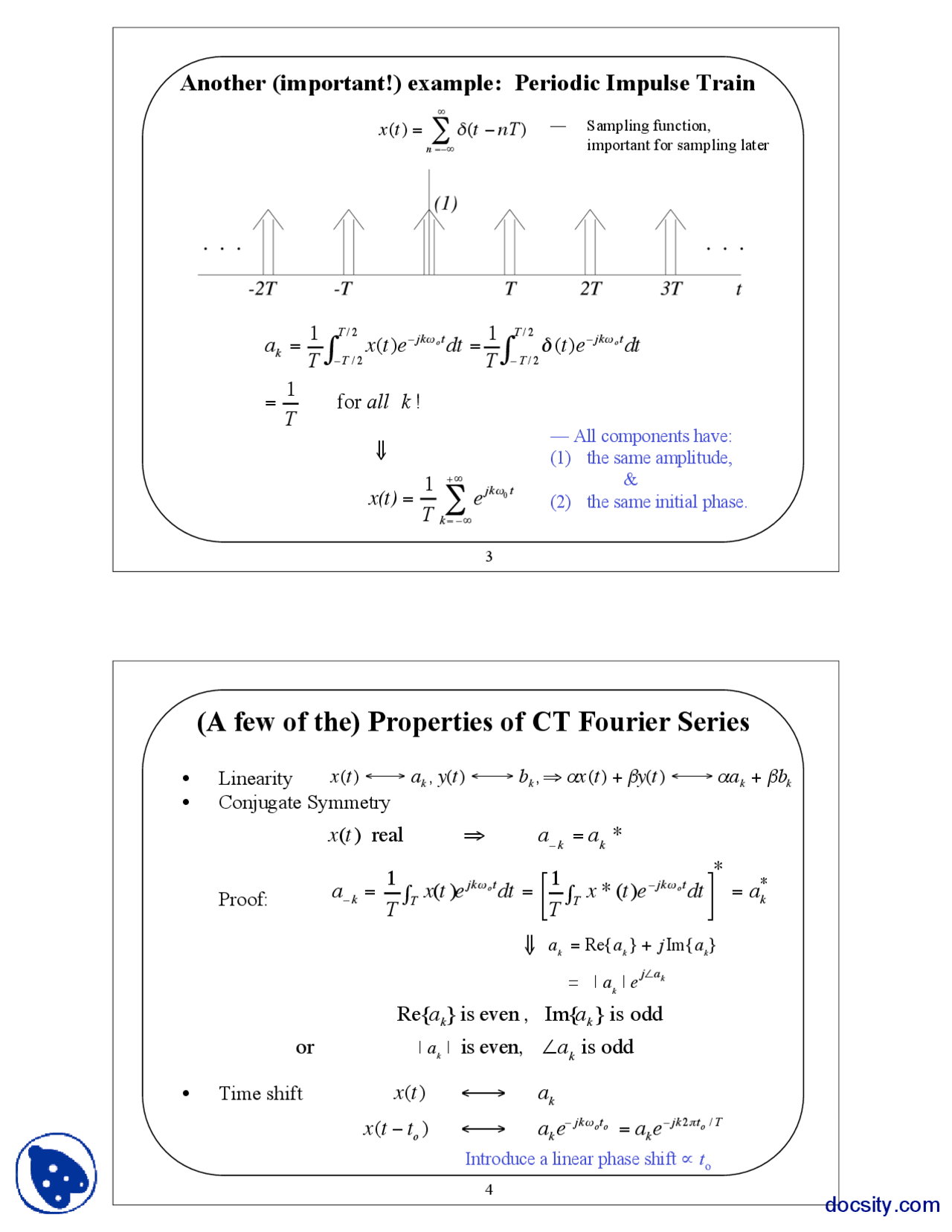 Periodic Impulse Train and Properties of CT Fourier Series-Theory of ...