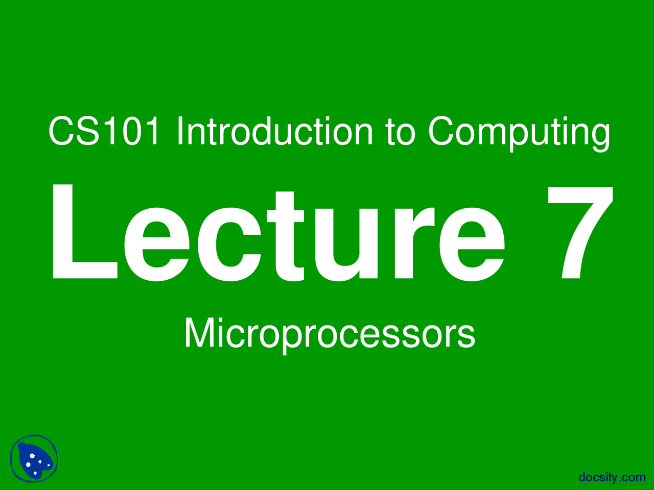 Microprocessors Introduction To Computing Lecture Slides Docsity