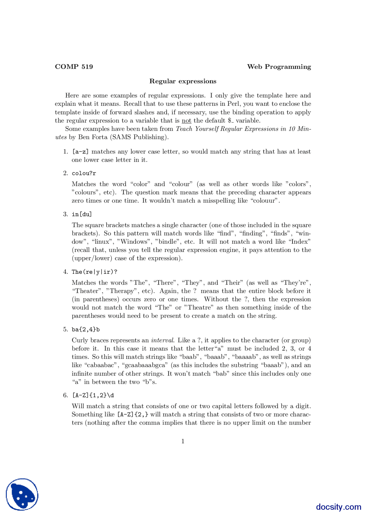 Regular Expressions-Web Programming-Handout - Docsity Regular Expressions-Web Programming-Handout - Docsity