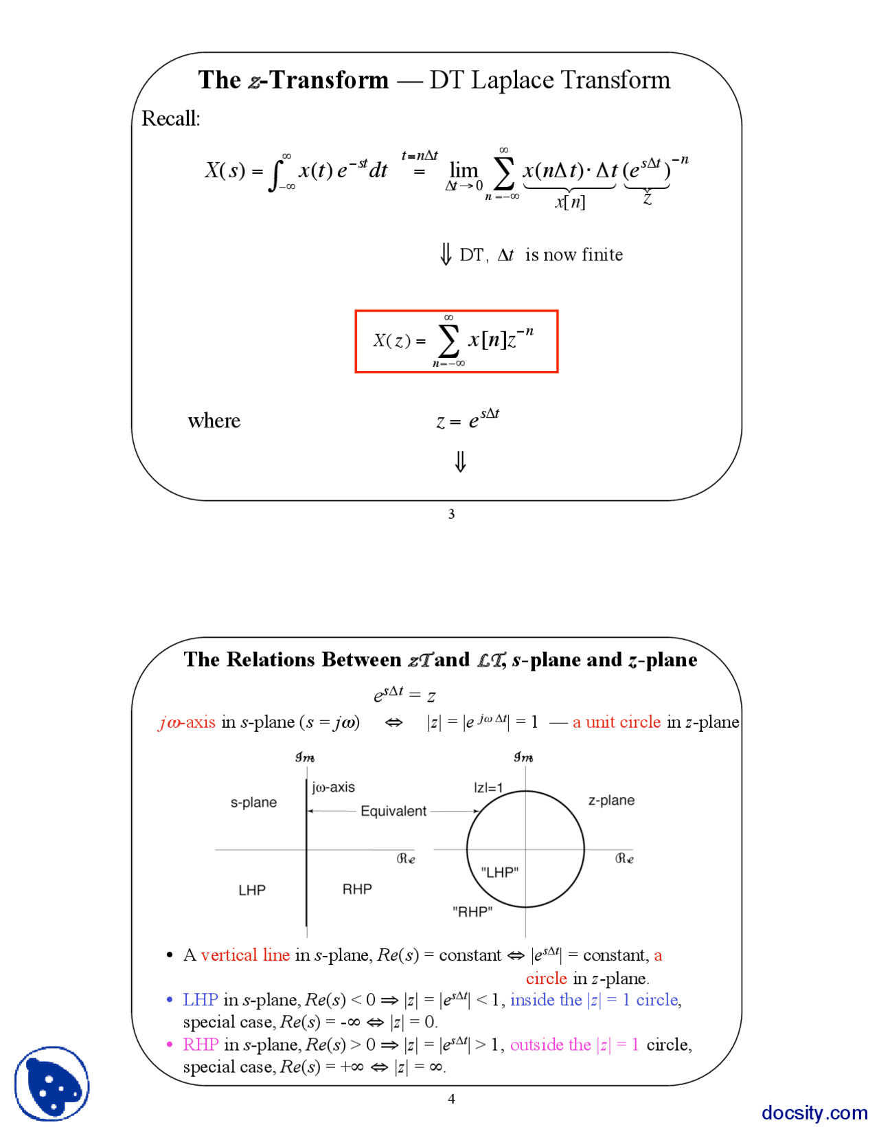 The Z Transform Transforms In Signals And Systems Lecture Slides Docsity