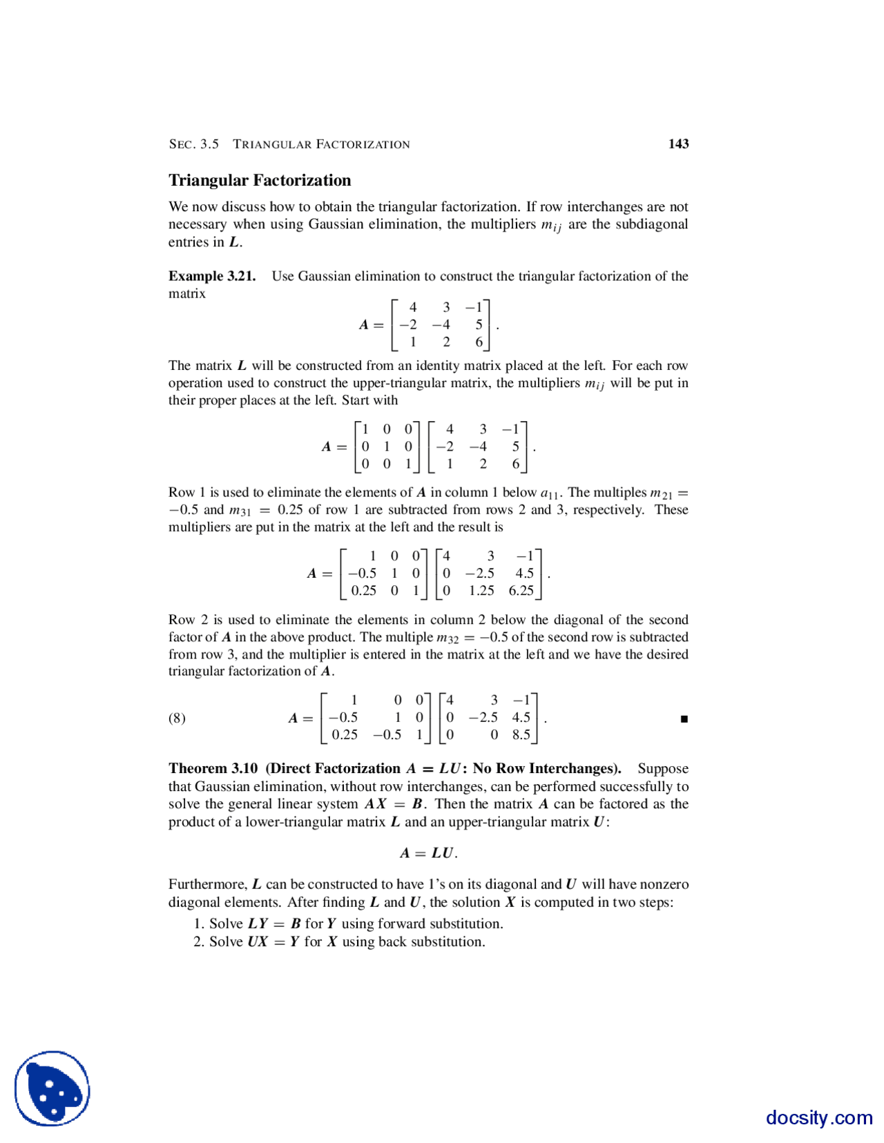 Triangular Factorization Physics Lecture Handouts Docsity
