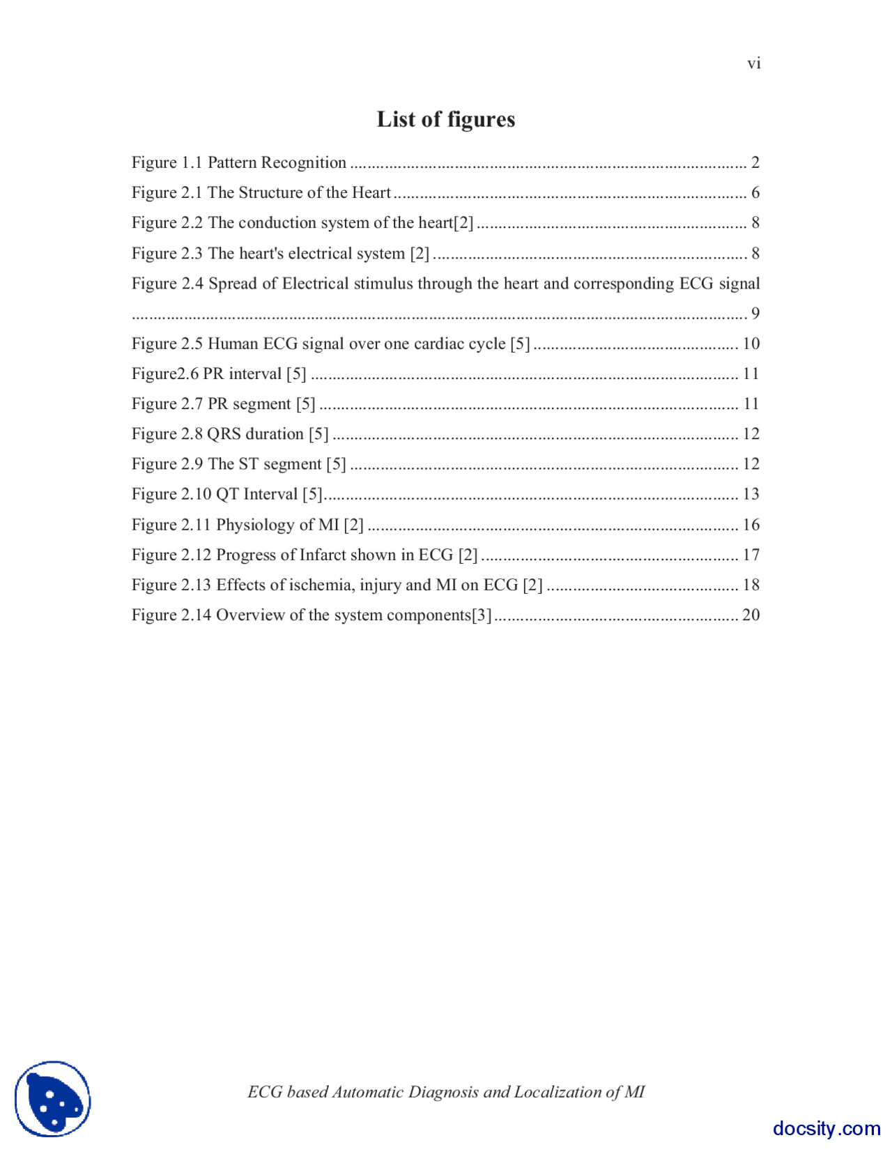 ECG Based Diagnosis And Localization of MI-Computer Sciences-Project Report - Docsity