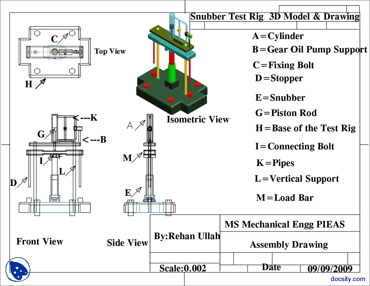 Snubber Test Rig 3D Model Detail II-Modified Engineering Drawing ...