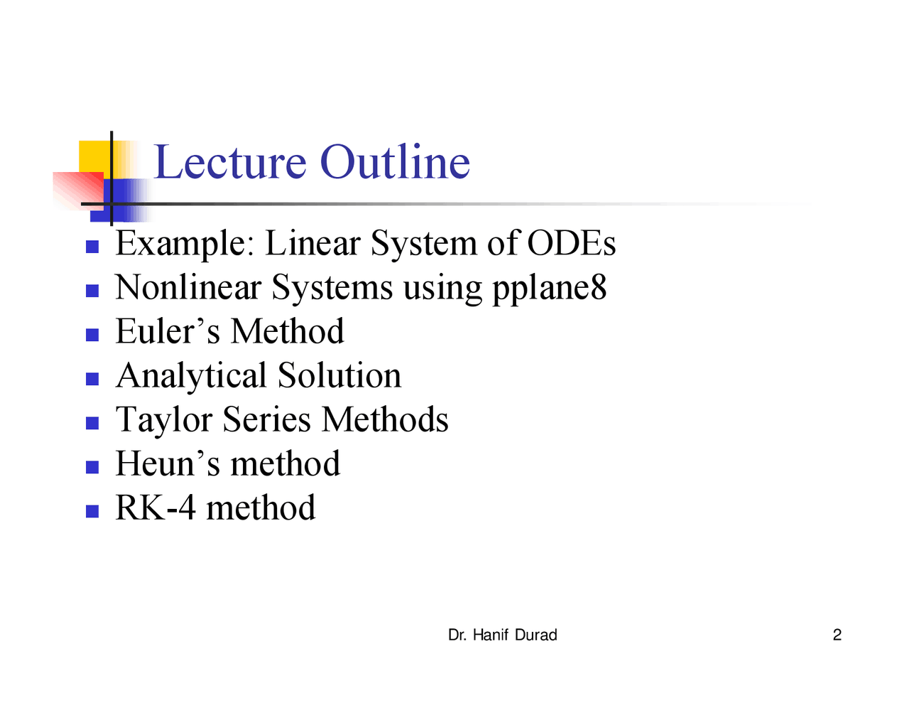 Initial Value Problems For Odes Machine Learning Lecture Handout Docsity