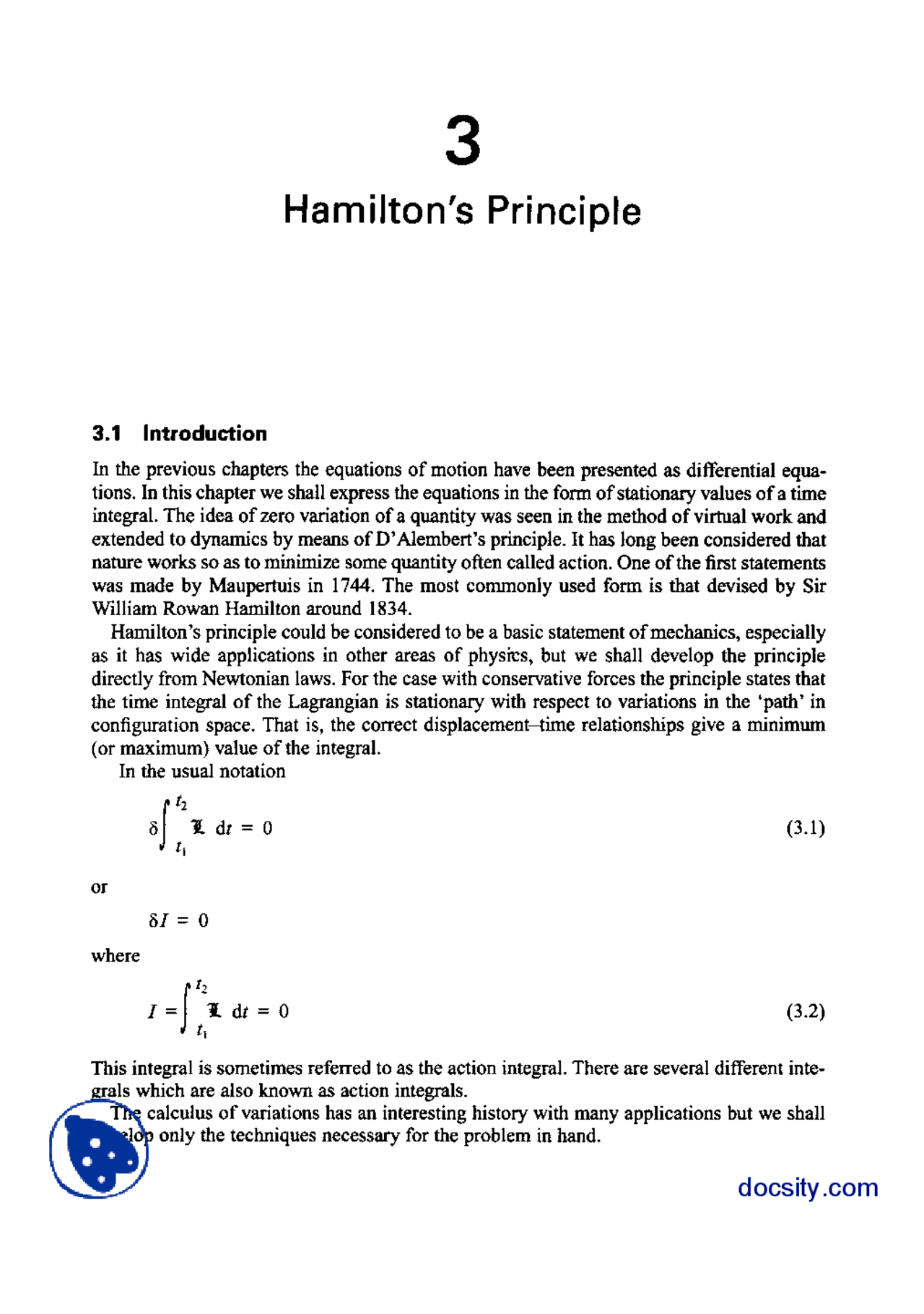 Hamiitons Principie Advanced Engineering Dynamics Lecture Handout