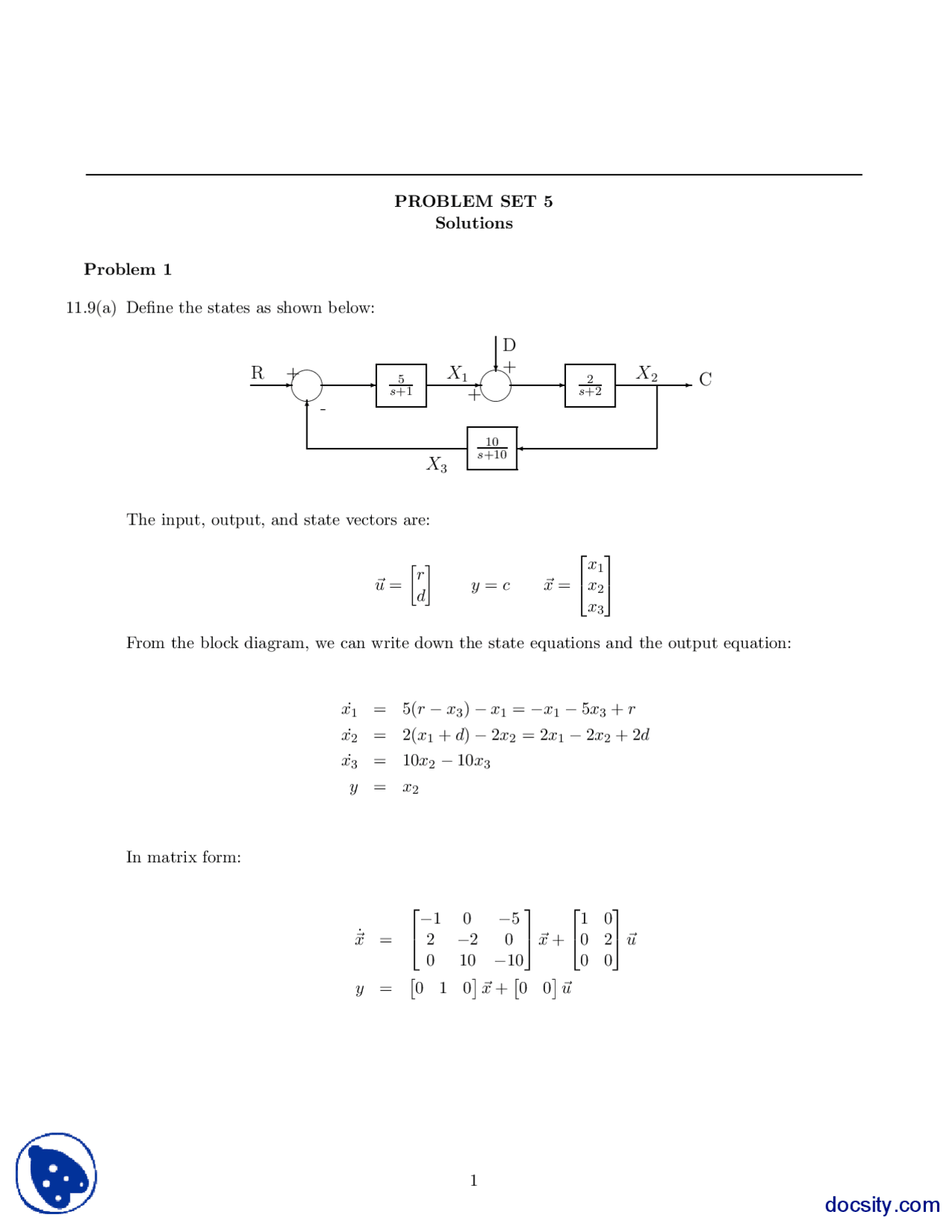 Block And State Diagrams Principles Of Automation Control Assignment
